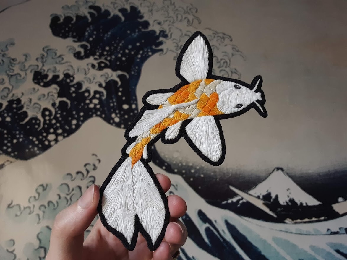 Angelica S. Ionic - Koi Fish hand embroidered patches