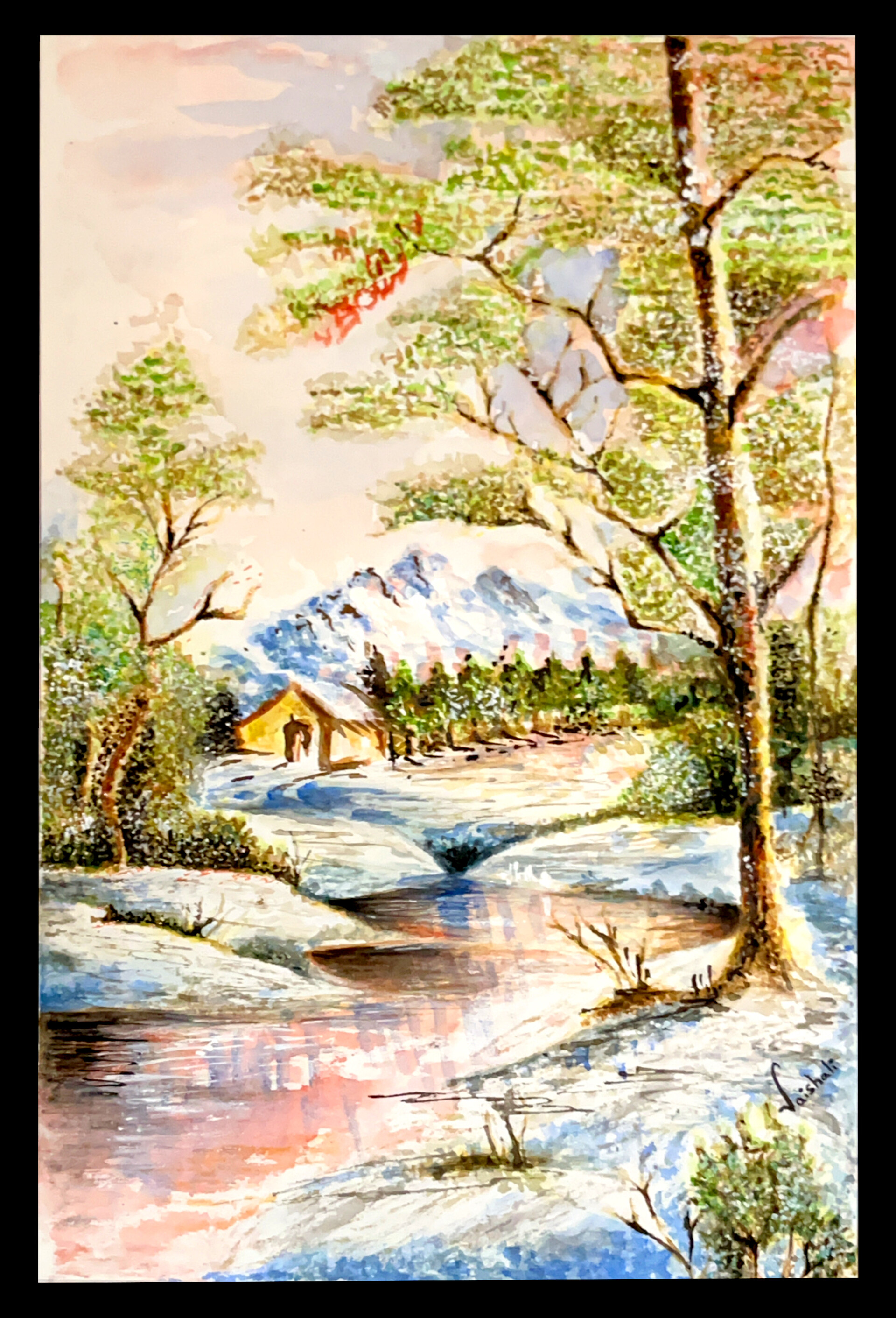 ArtStation - Winter snowfall landscape