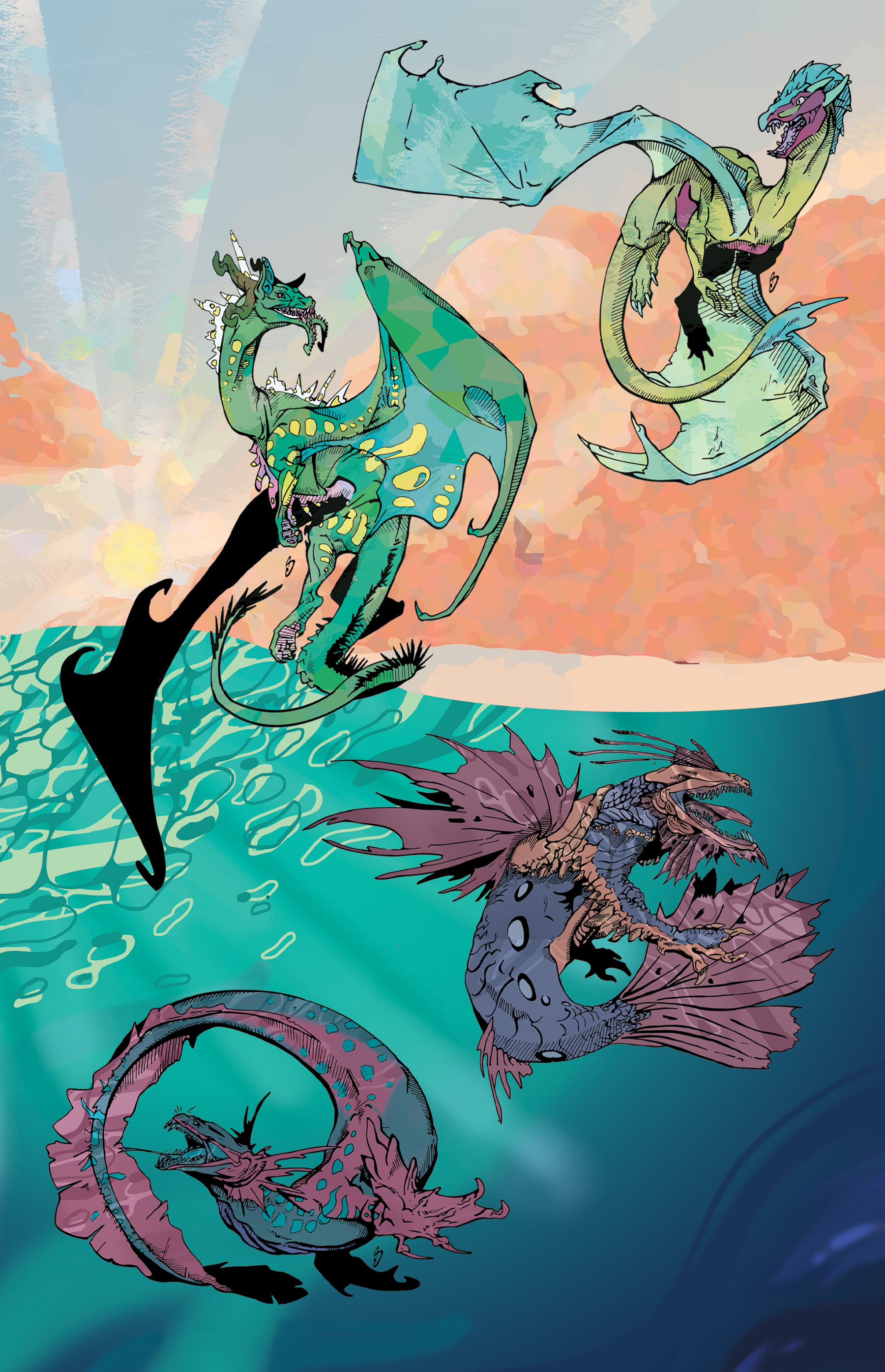 ArtStation - Dragons, Sea and Sky