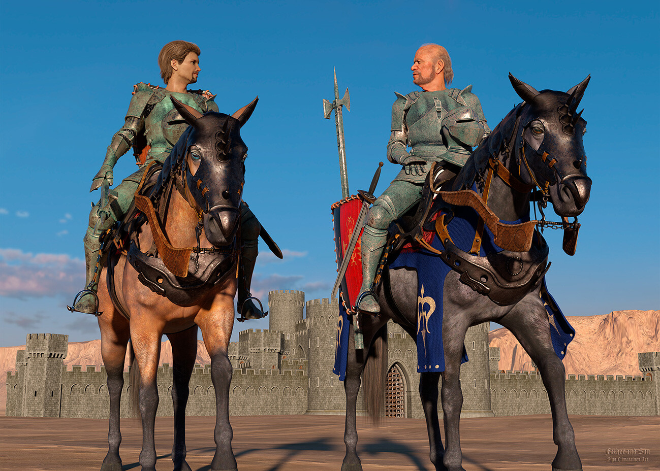 ArtStation - Medieval knights Father and Son