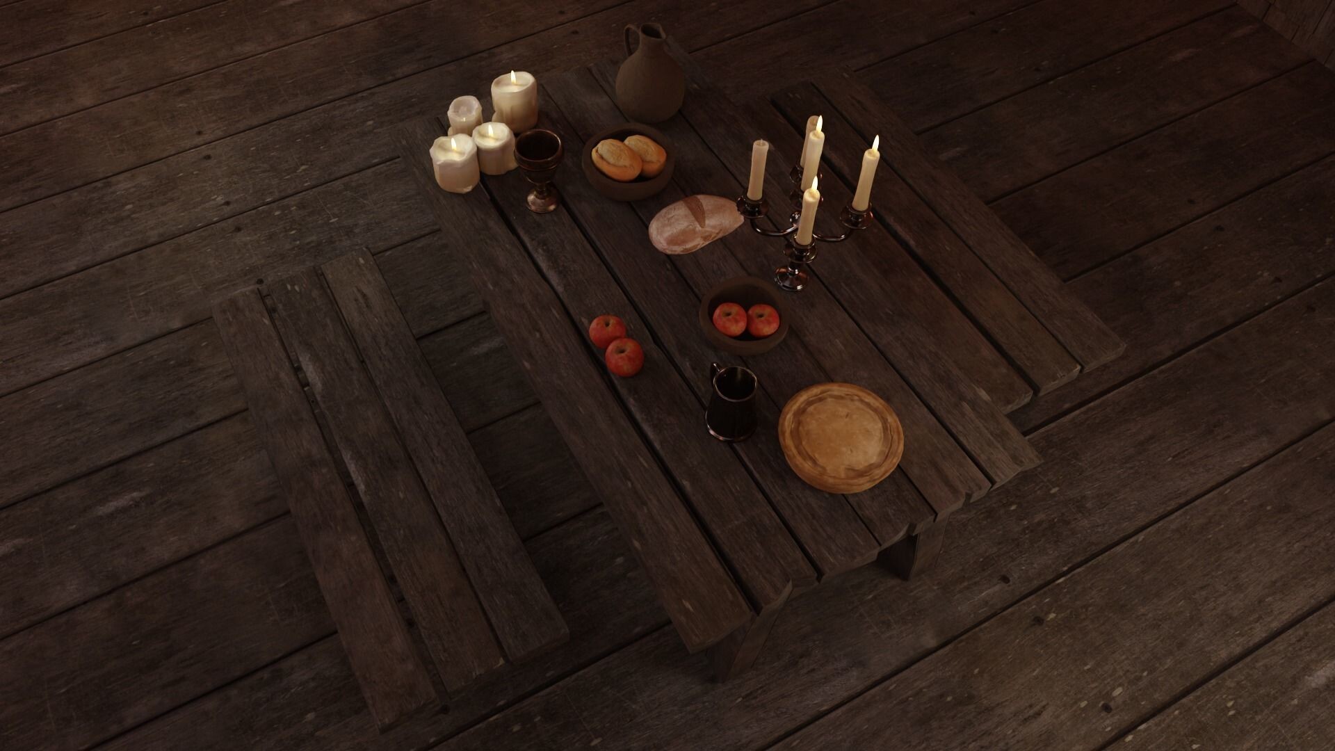 ArtStation - Medieval Tavern table Game Ready Prop Set
