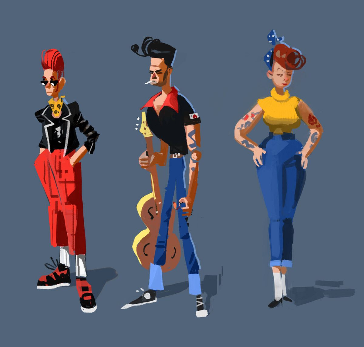 ArtStation - Rockabilly characters sketches