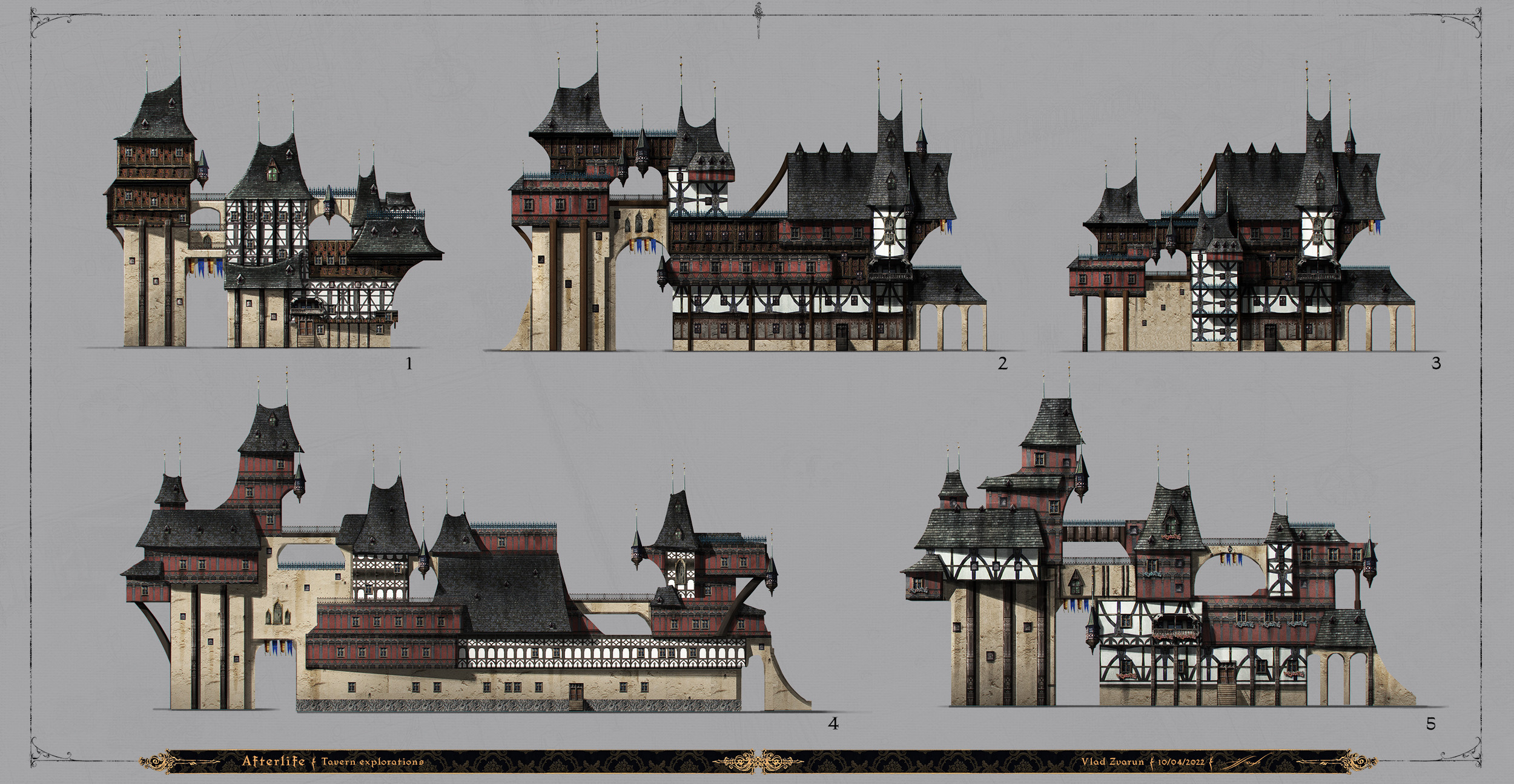 Vlad Zvarun - Afterlife Medieval tavern front view concept art