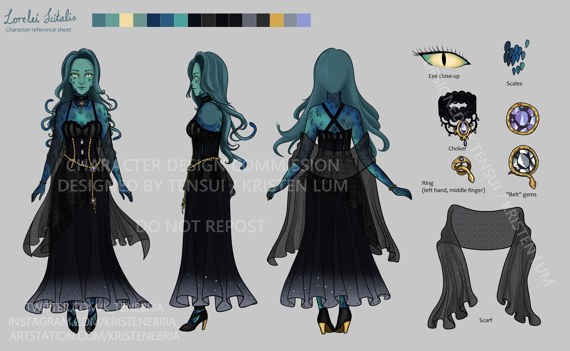 ArtStation - Commission - Lorelei Scitalis Design Sheet