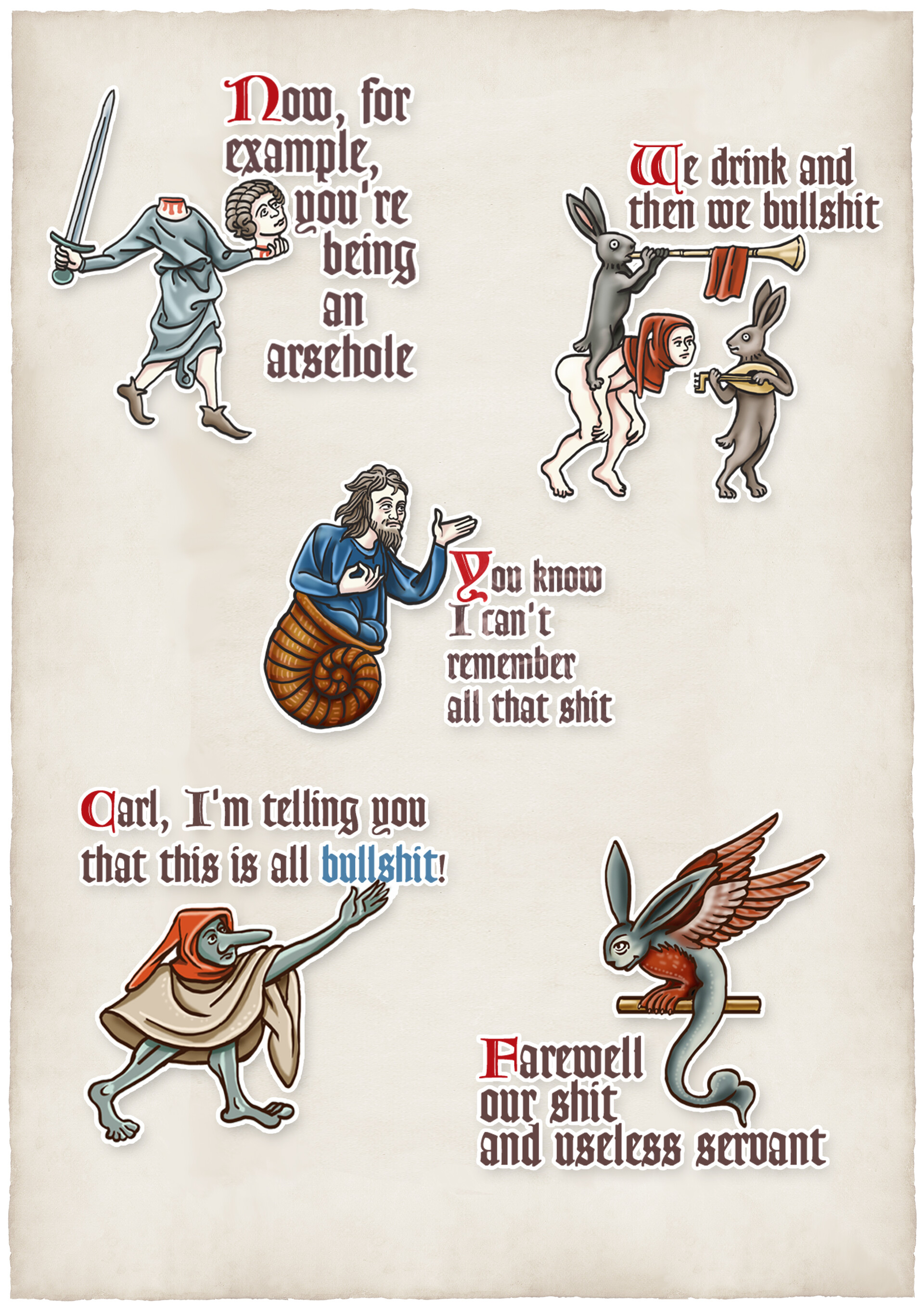 ArtStation - Medieval manuscript miniatures sticker pack