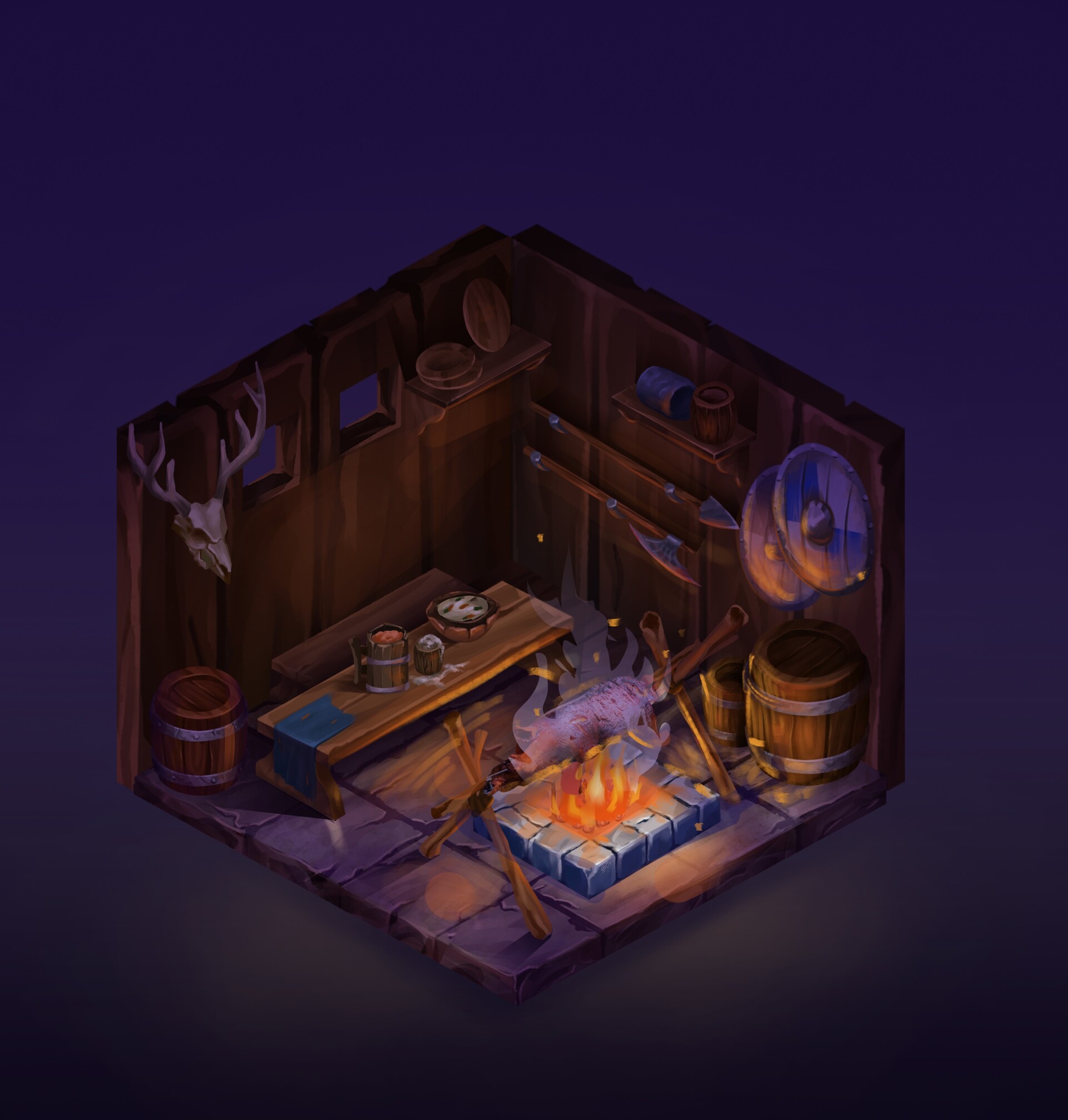 ArtStation - viking cooking room interor concept