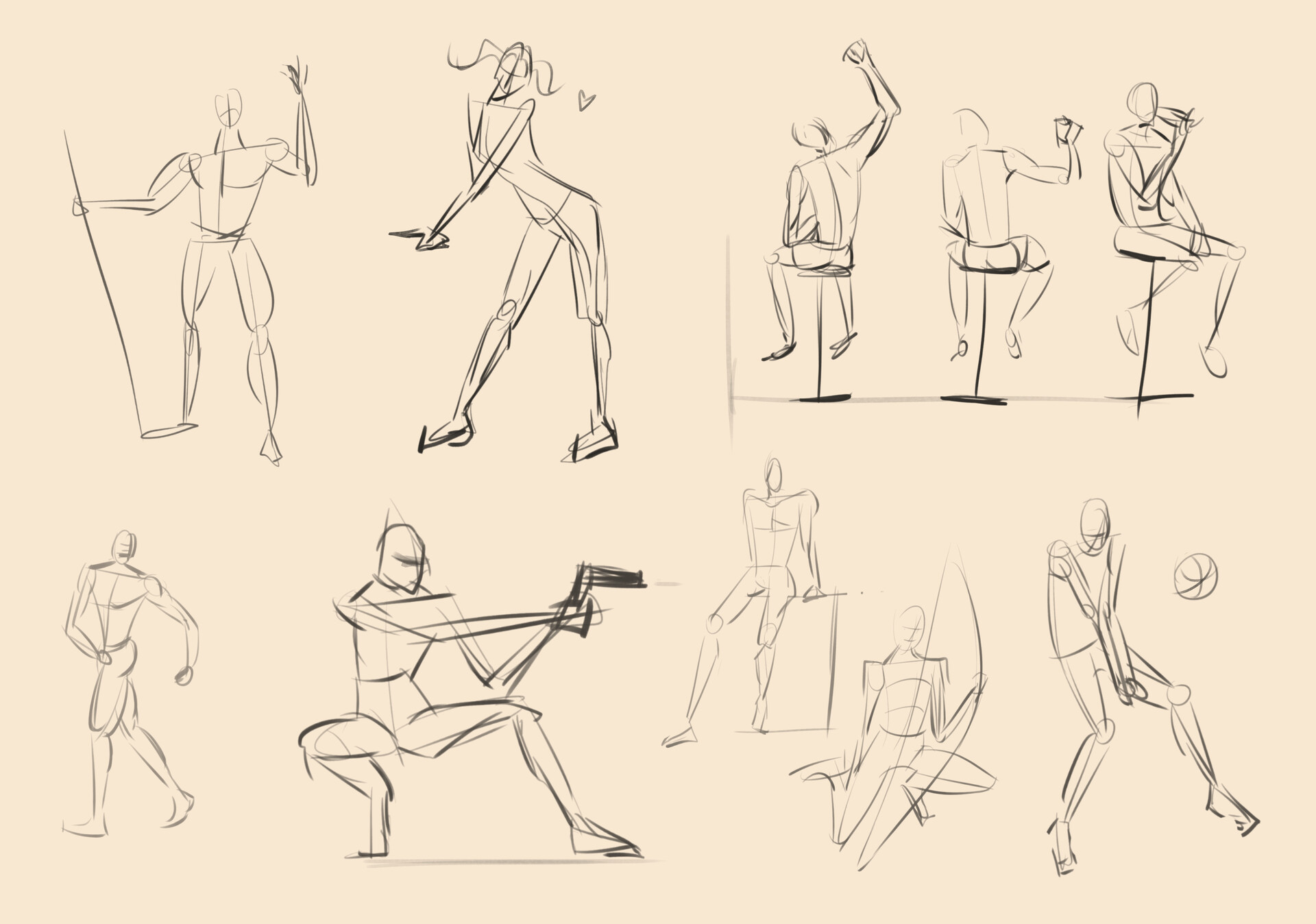 ArtStation - 30-60 seconds figure~gesture drawning study