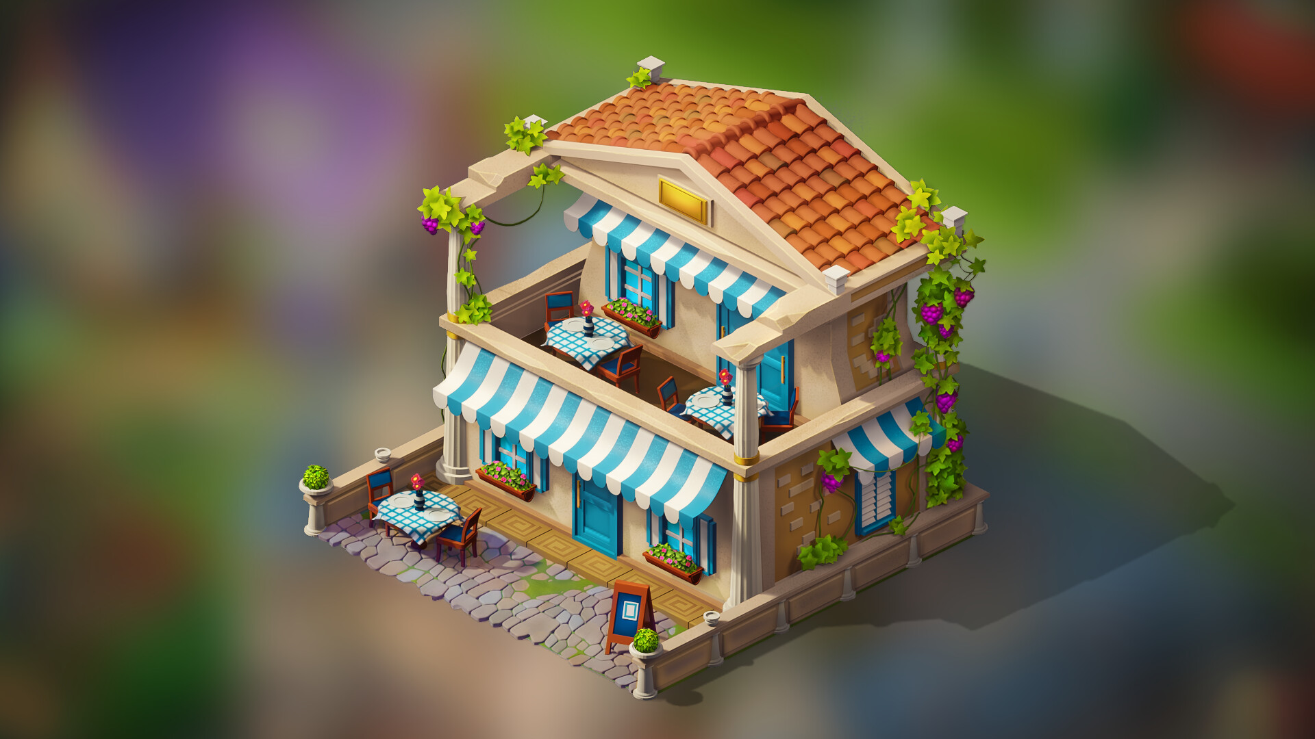 ArtStation - Isometric Greek Cafe
