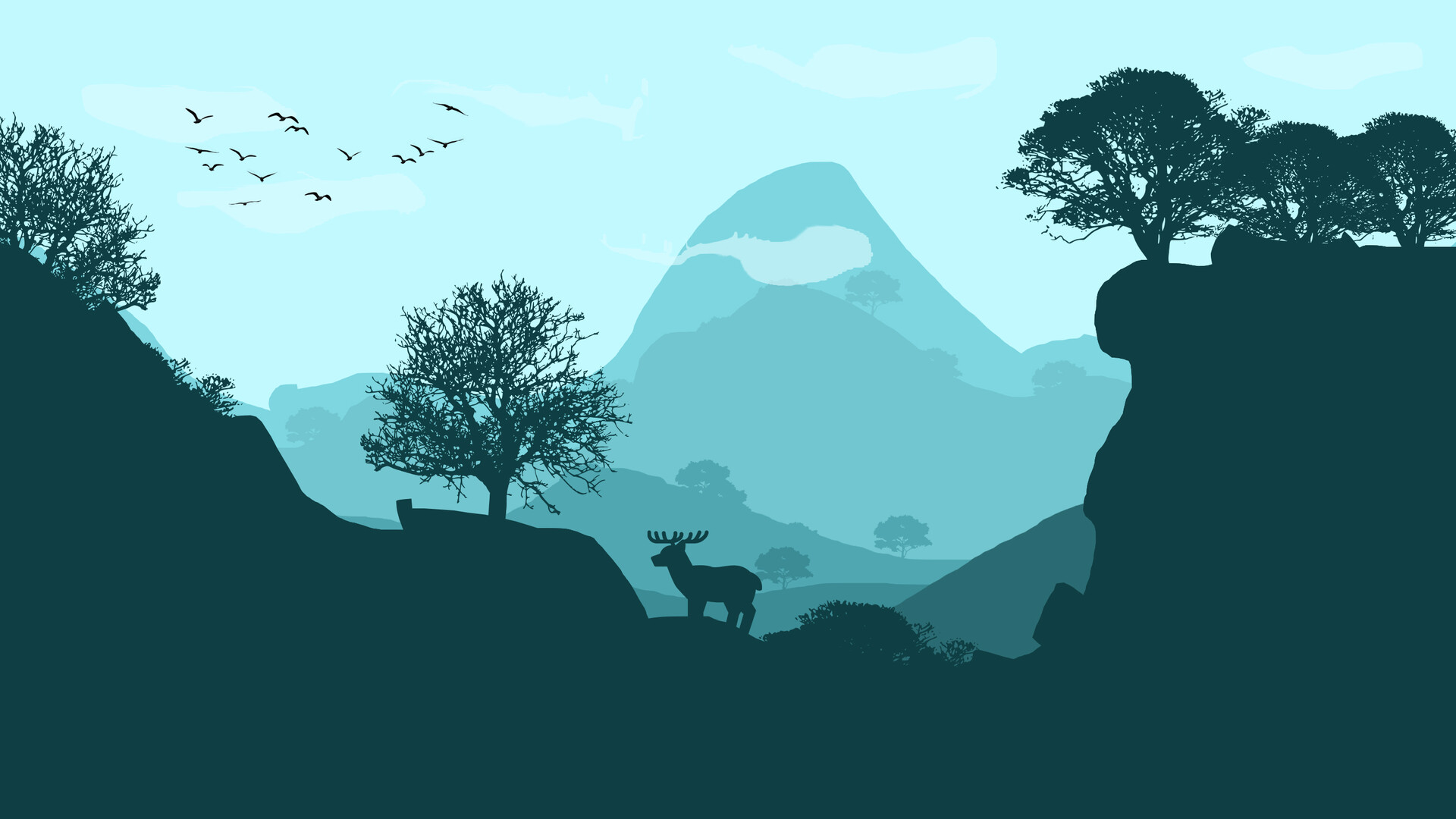 ArtStation - 2d art Illustration mountain landscape