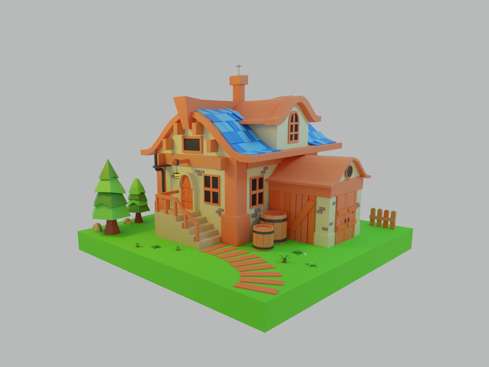 ArtStation - low poly stylized home