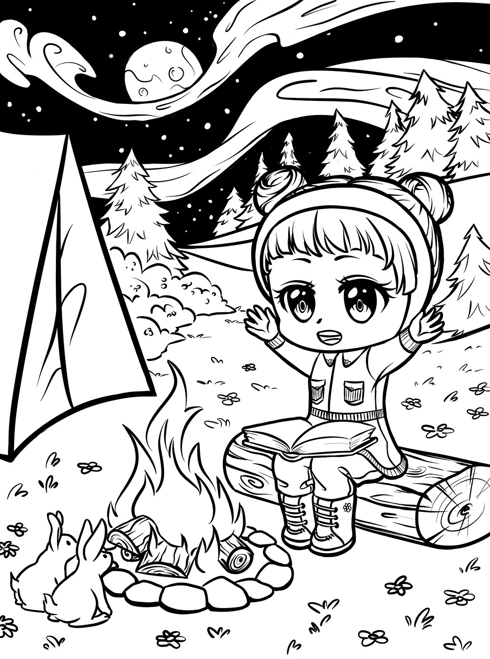 chibi coloring pages free