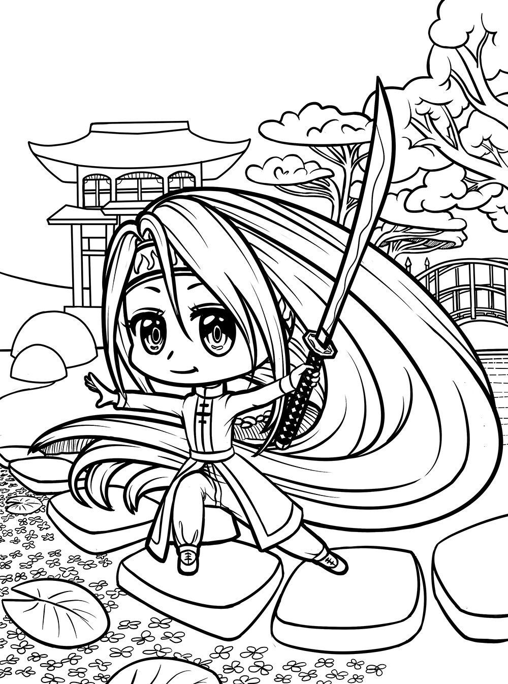 link chibi coloring pages