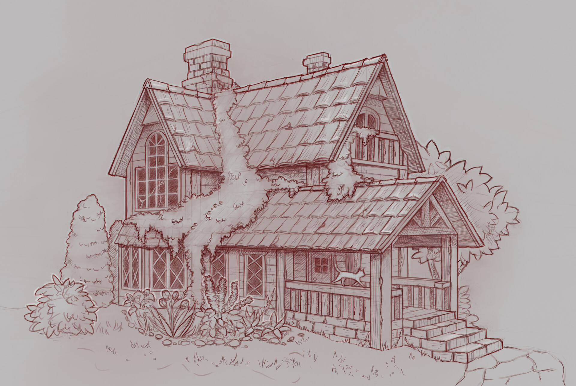 ArtStation - House and character sketch