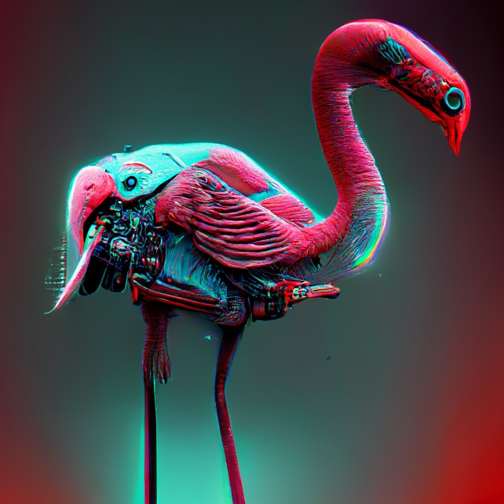 ArtStation - Anaglyph Cyberpunk Flamingo