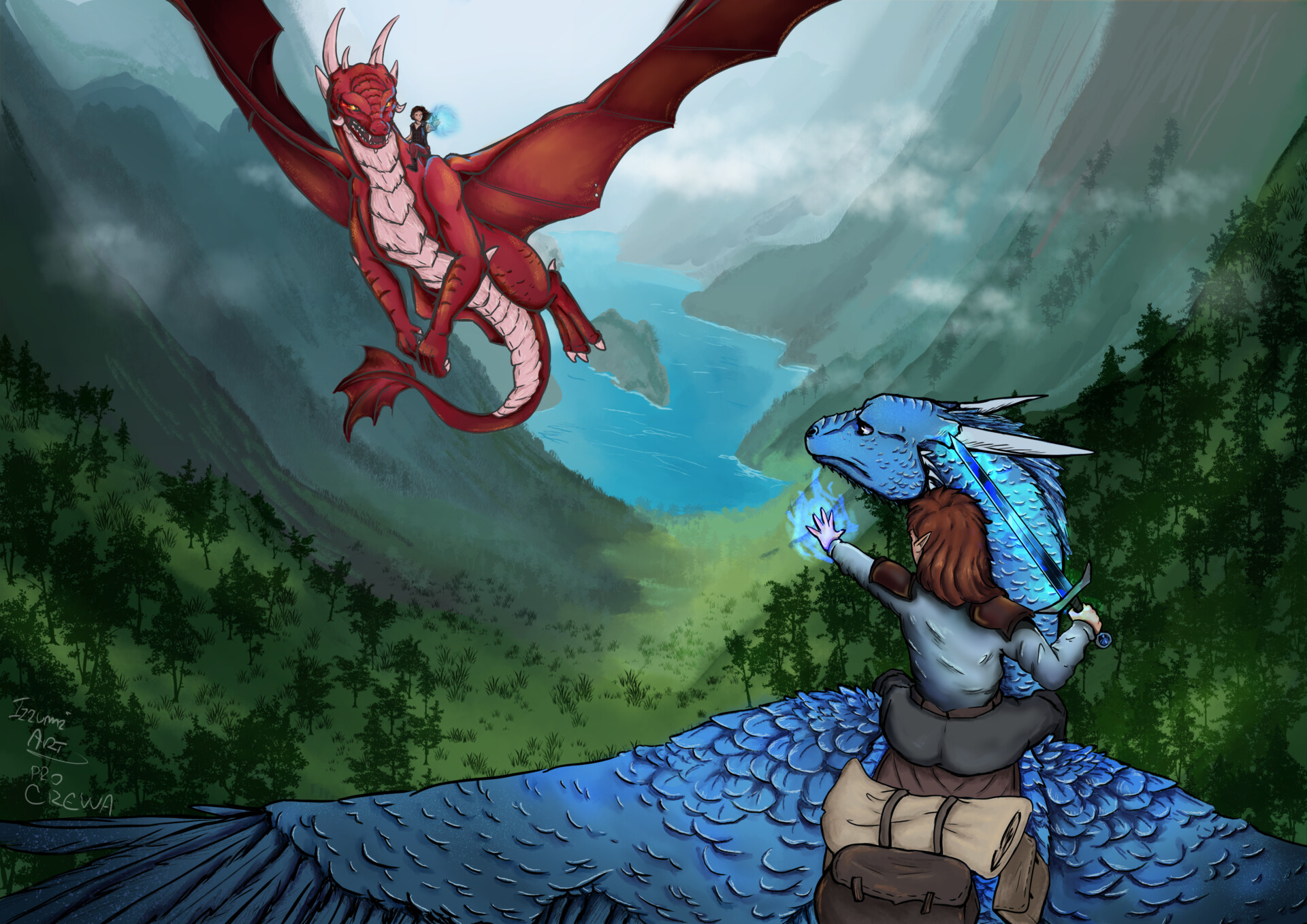 ArtStation - Dragon riders fight