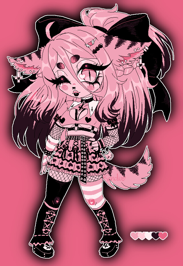 ArtStation - Pink Pixel Pastel Goth Neko