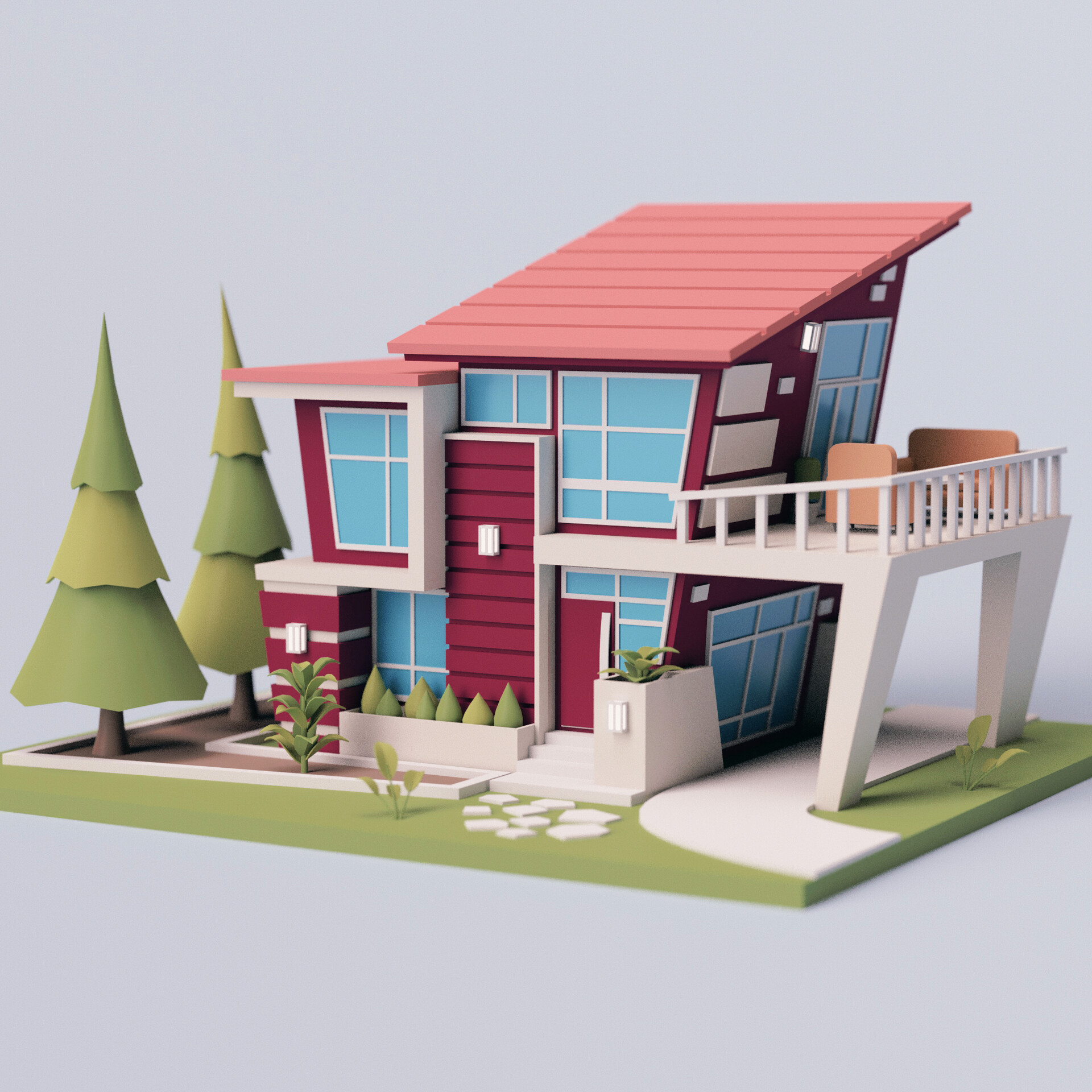 ArtStation - Cartoon Modern House