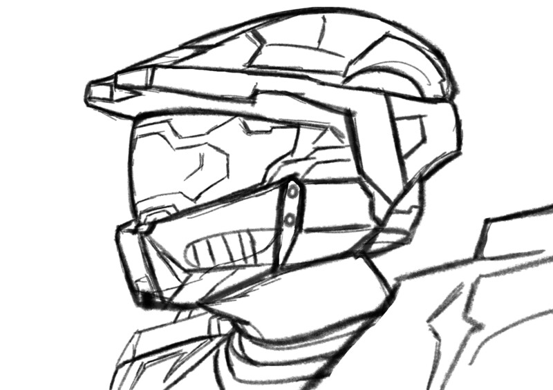 master chief face drawing