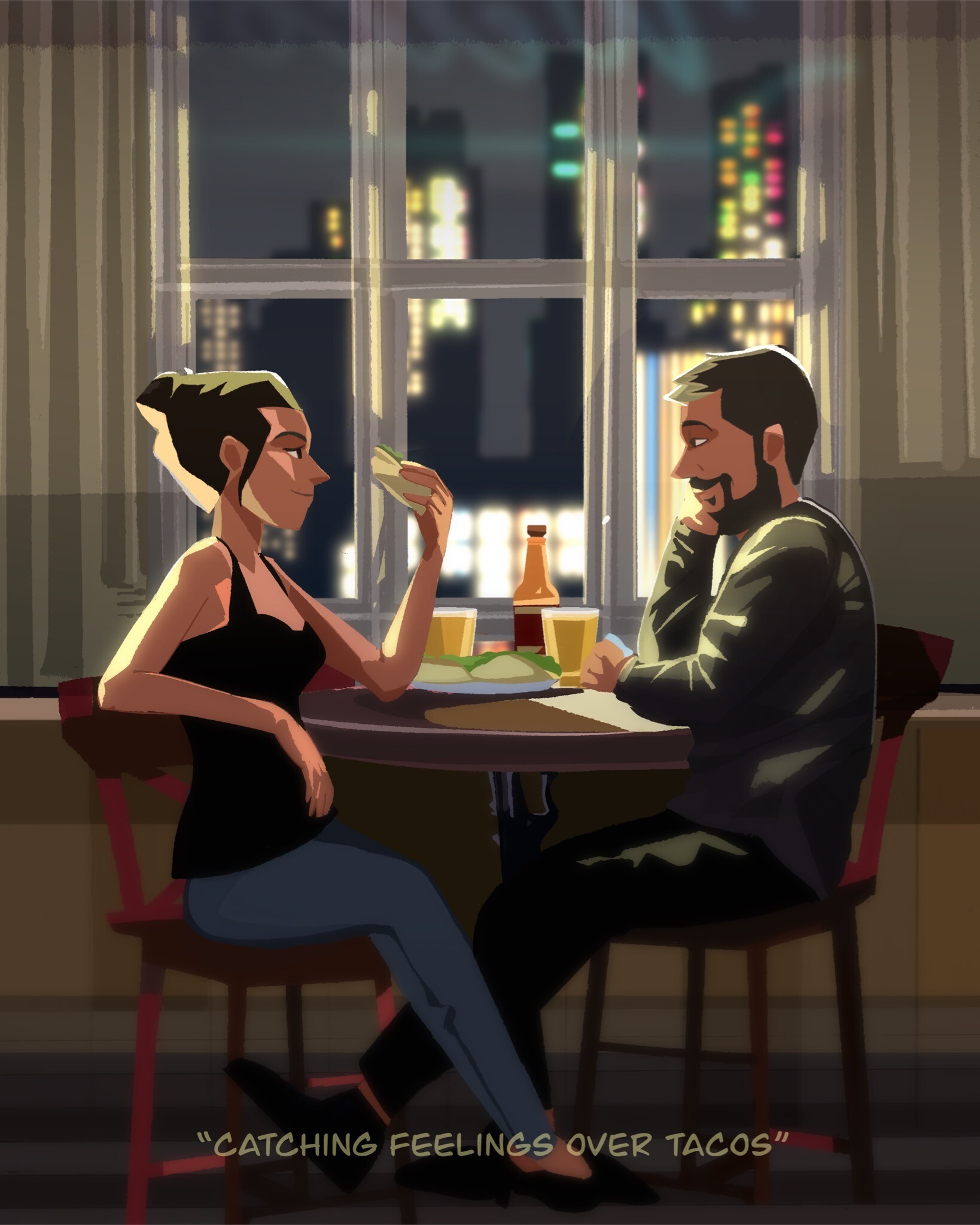 ArtStation - Couple Dinner Date - Commission