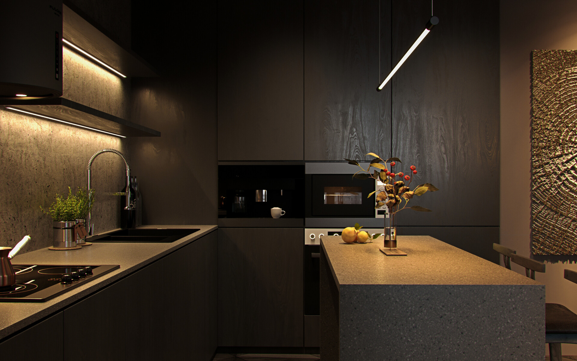 ArtStation - BITTER CHOCOLATE. Living room kitchen