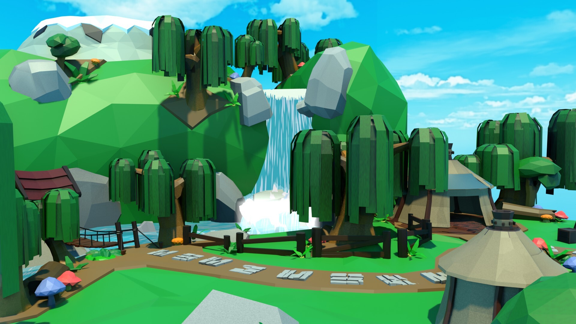 ArtStation - River Village - Low poly