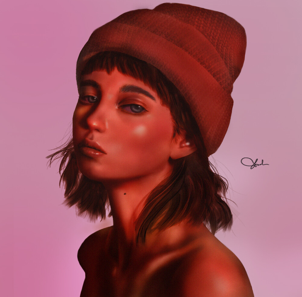 ArtStation - Portrait Girl in red