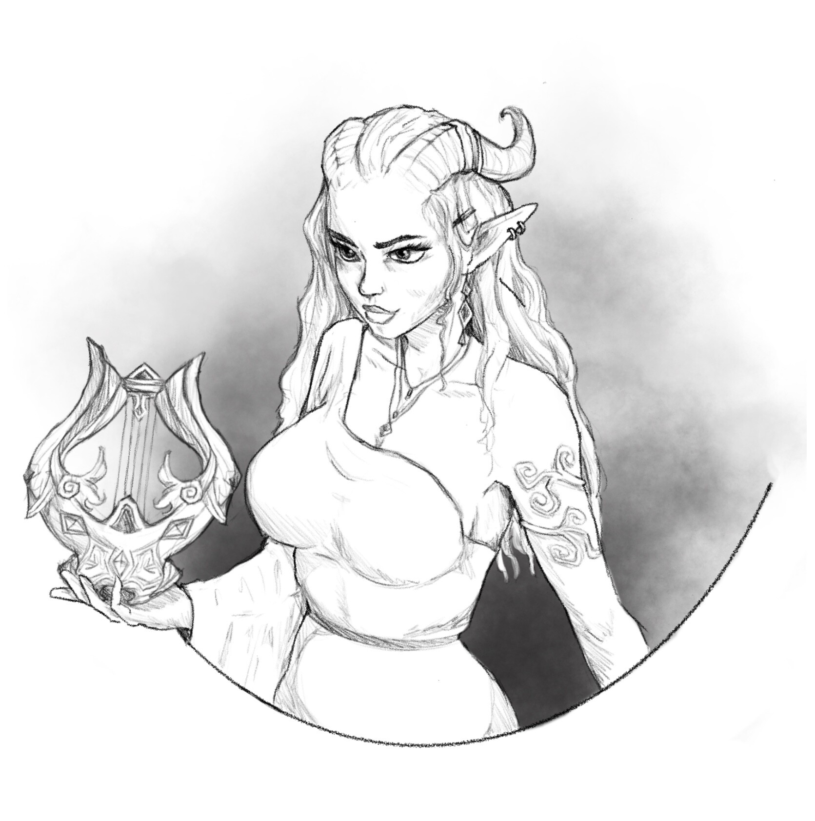 ArtStation - Tiefling Bard OC Sketch