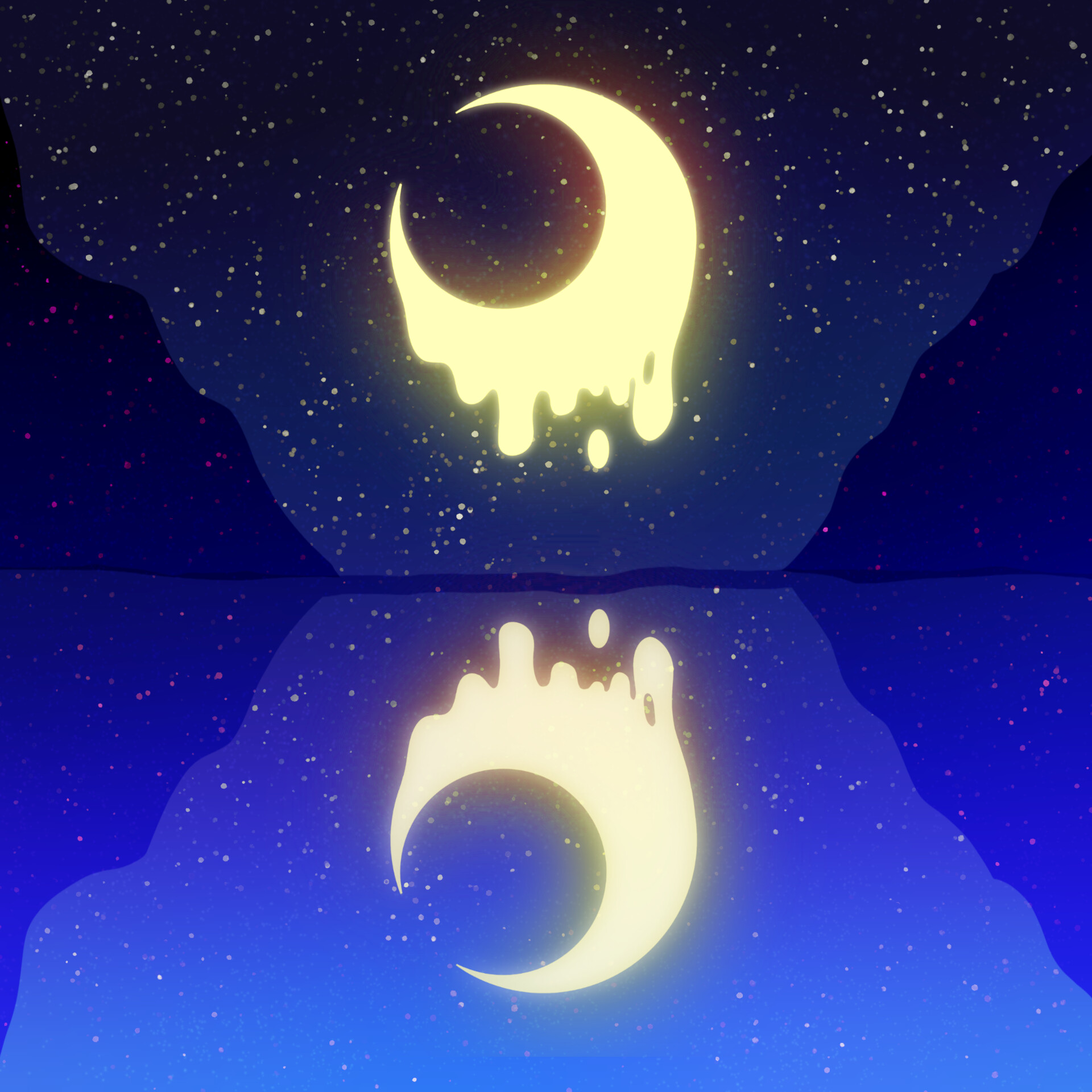 how to draw melting moon