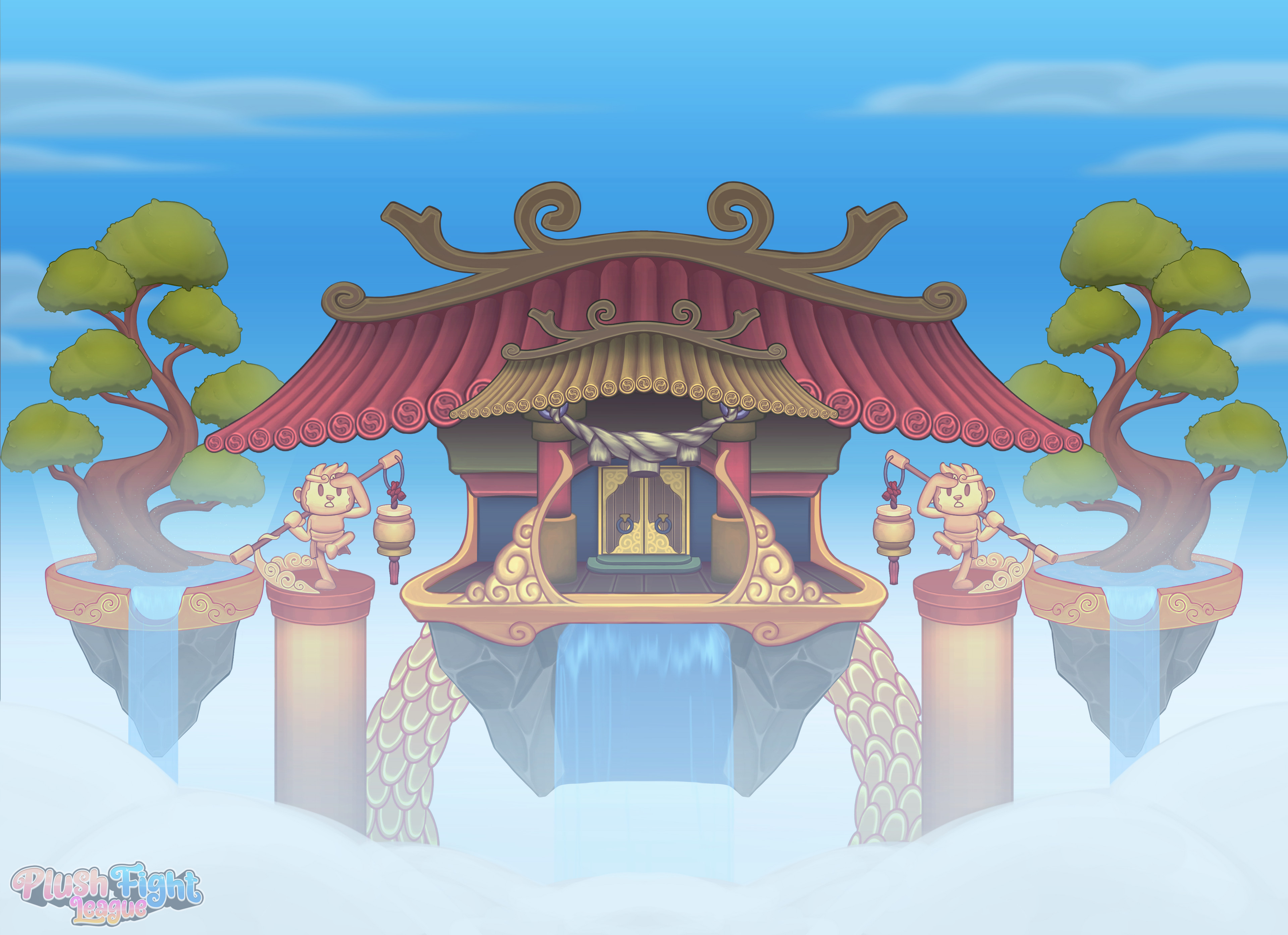 DAN Santos - Plush Fight League: Sun Wukong temple scenery concepts