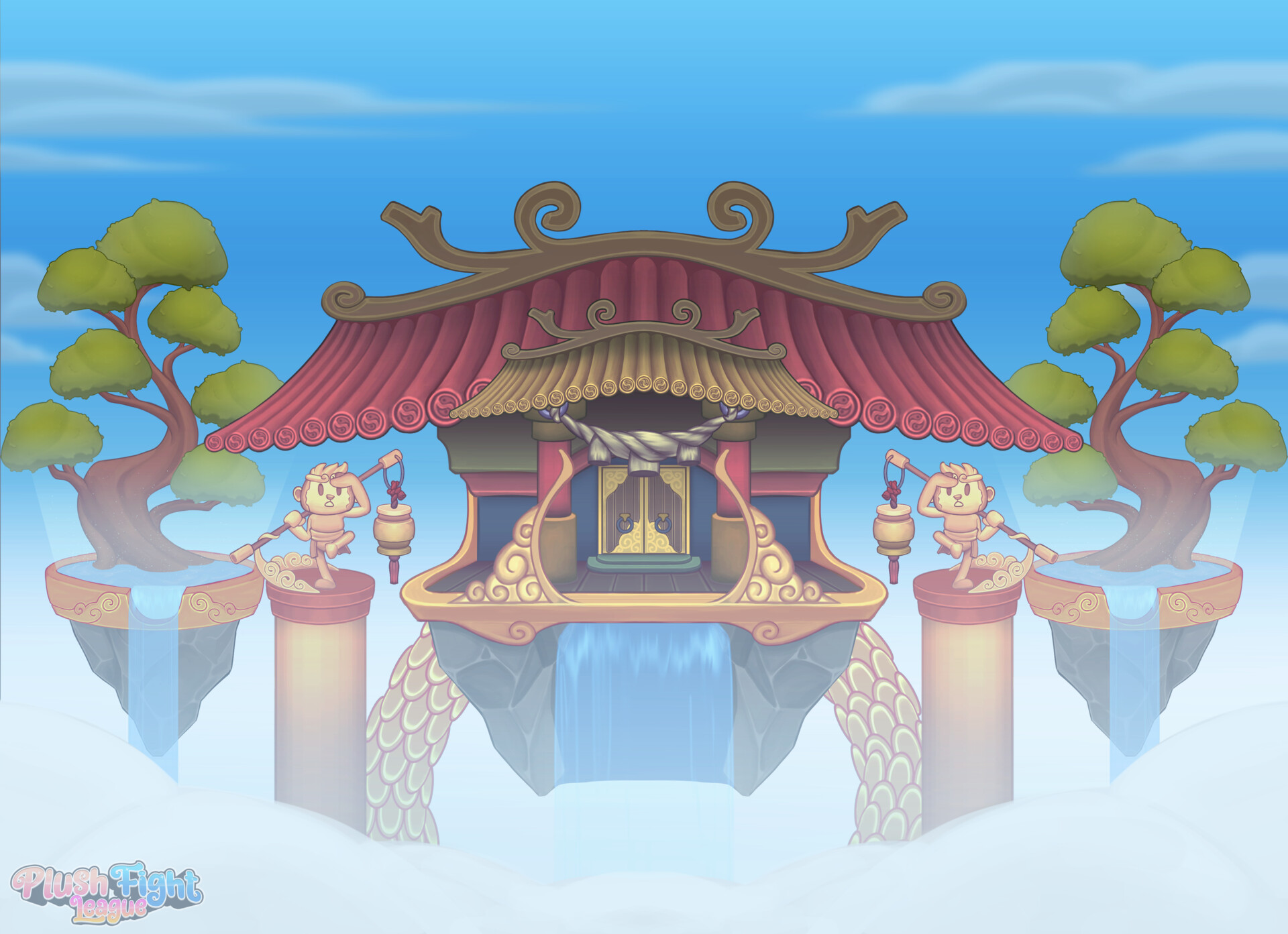 DAN Santos - Plush Fight League: Sun Wukong temple scenery concepts