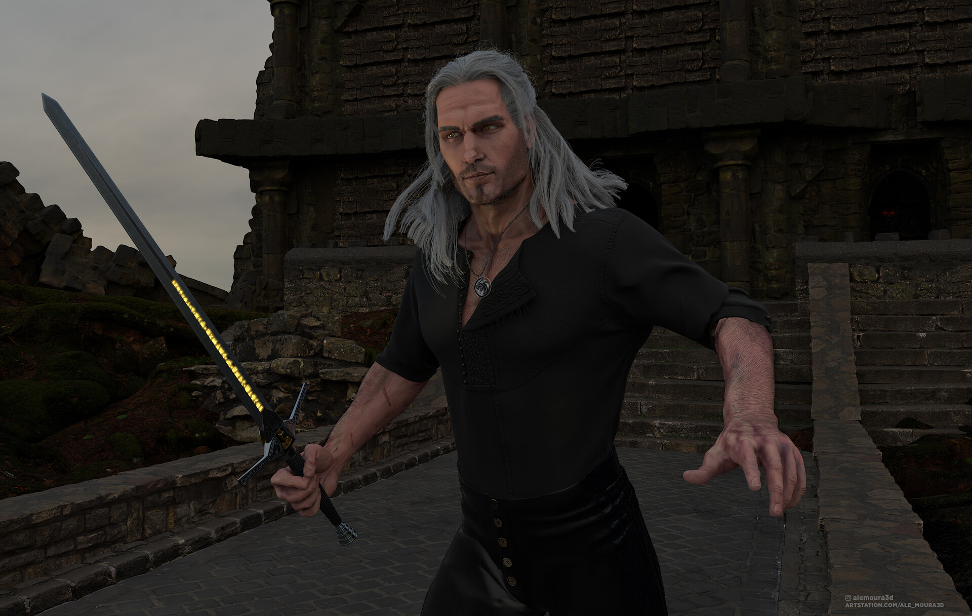 ArtStation - Geralt Rivia -Evil inside the castle