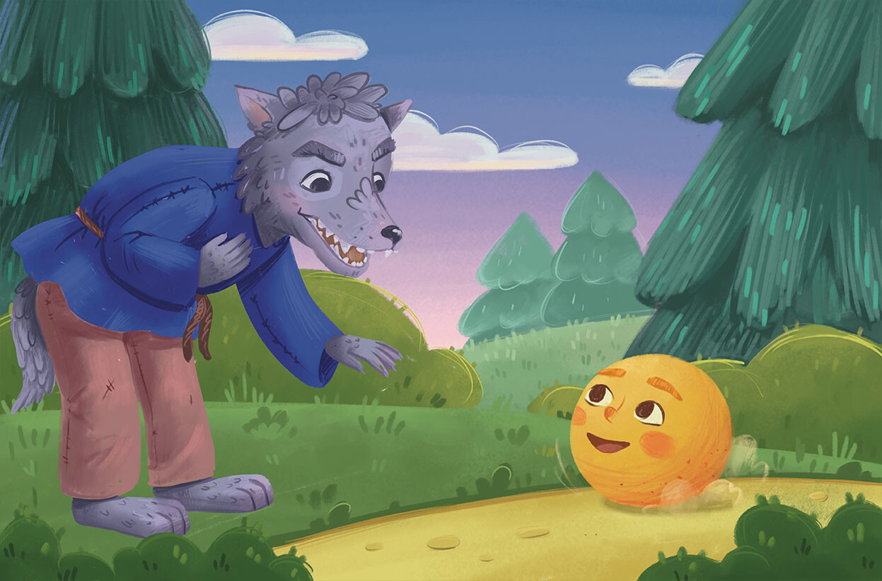 Polina Kornilova - Development of illustrations for the fairy tale "Kolobok"
