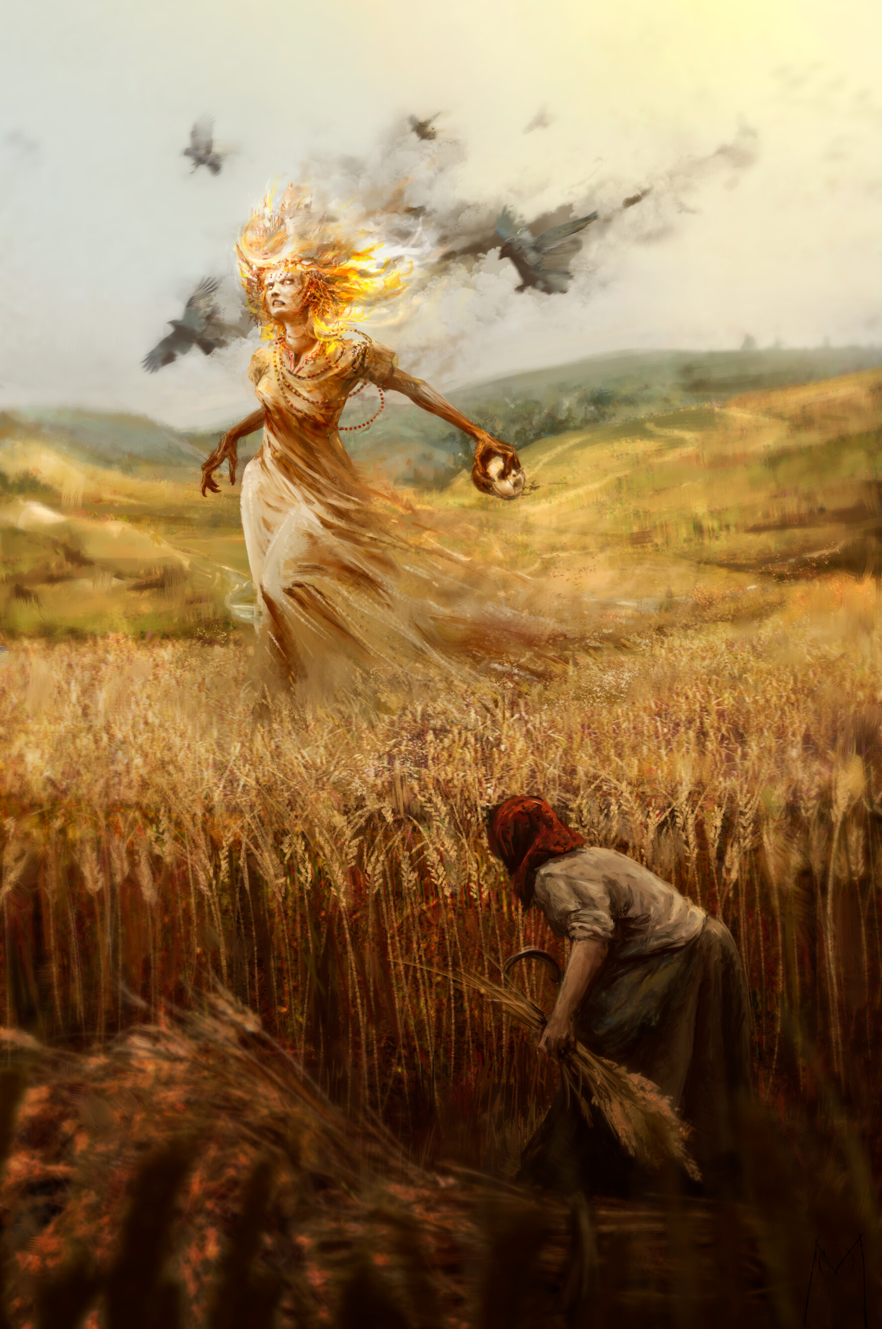 ArtStation - She runs through a field of rye