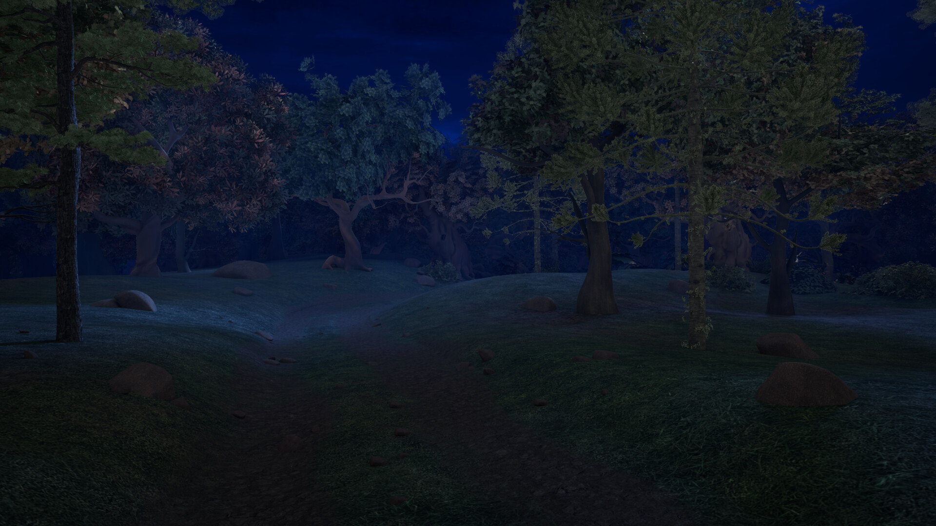 ArtStation - forest night lighting