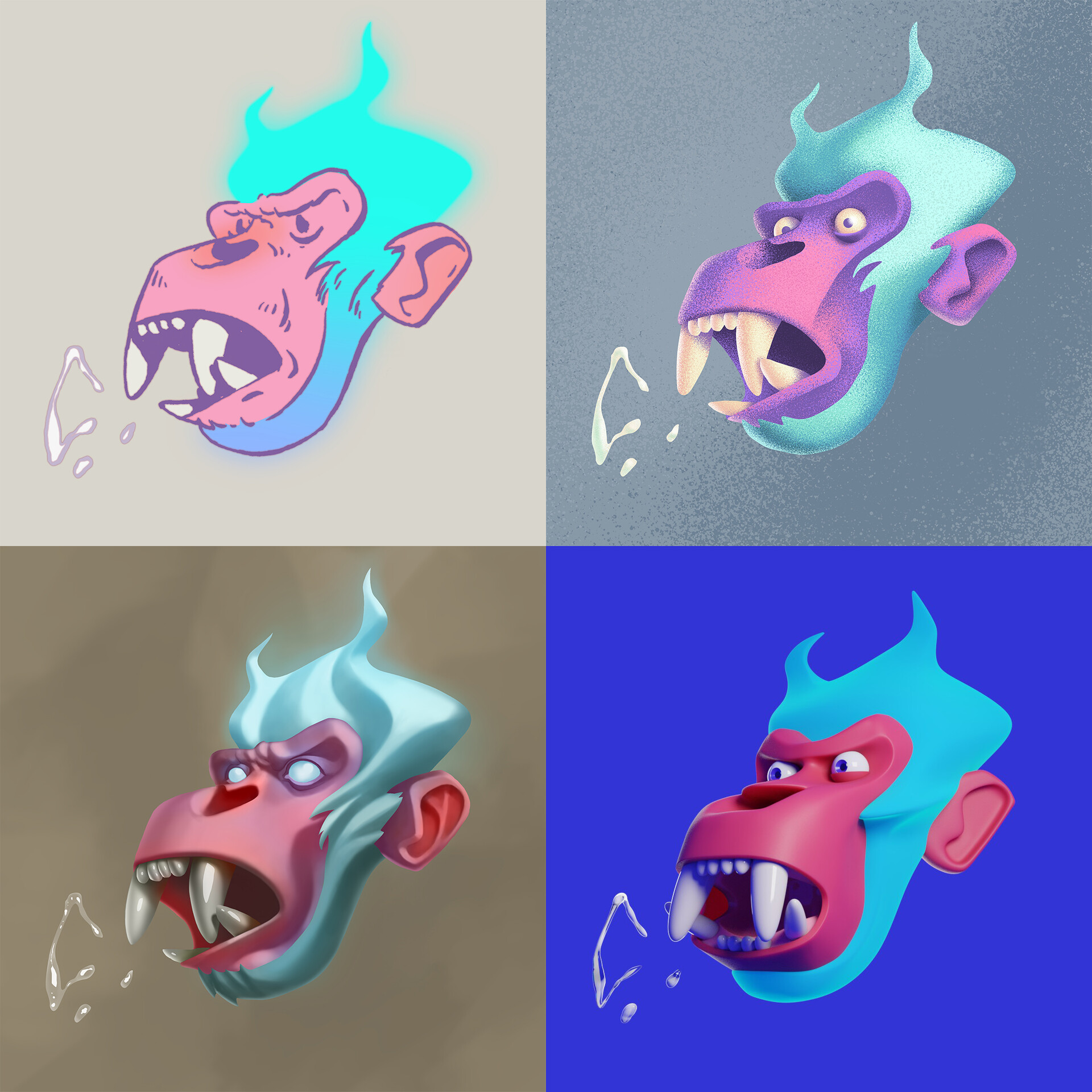 ArtStation - Angry monkey head Style exploration