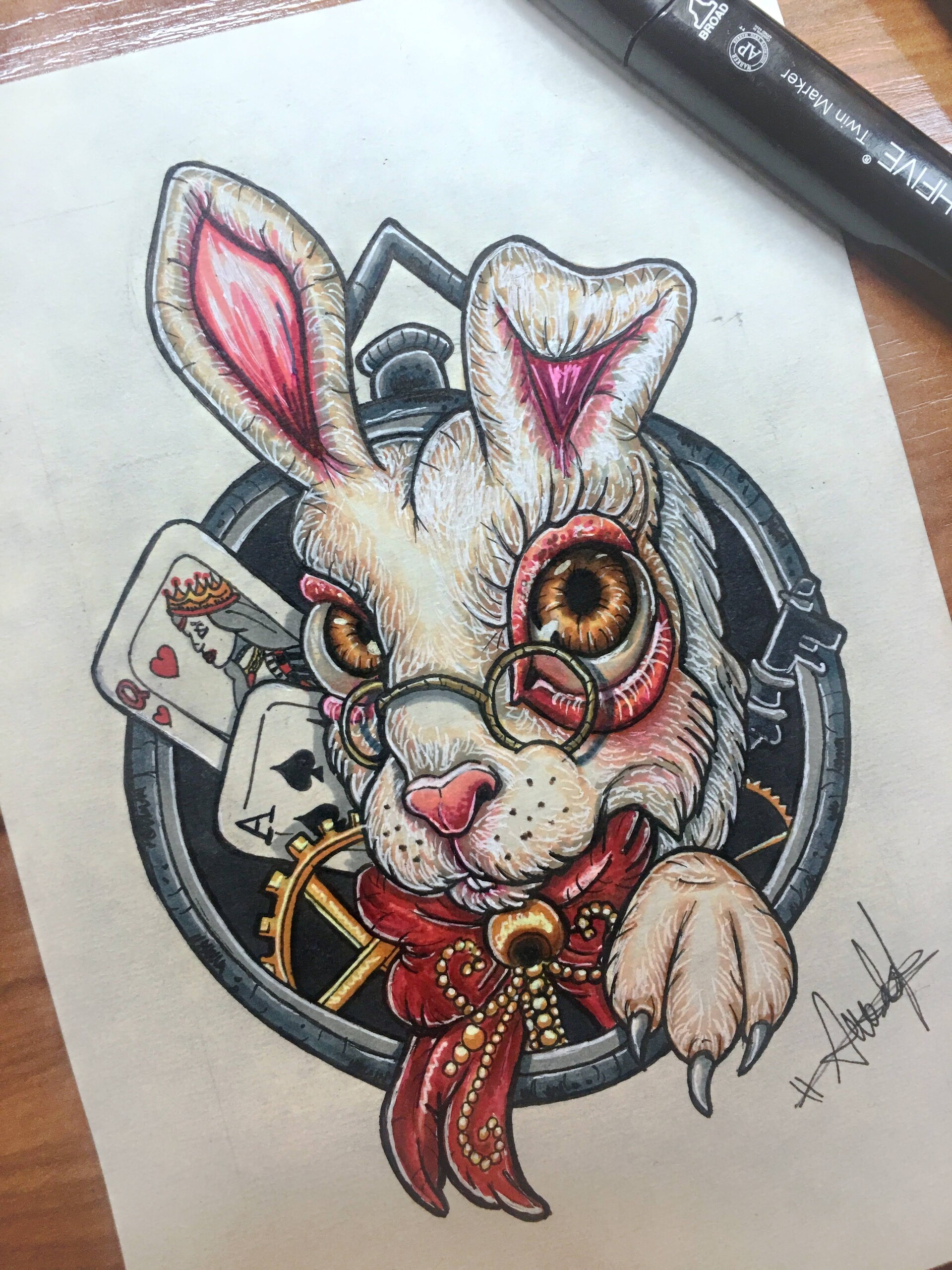 Alice In Wonderland White Rabbit Tattoos