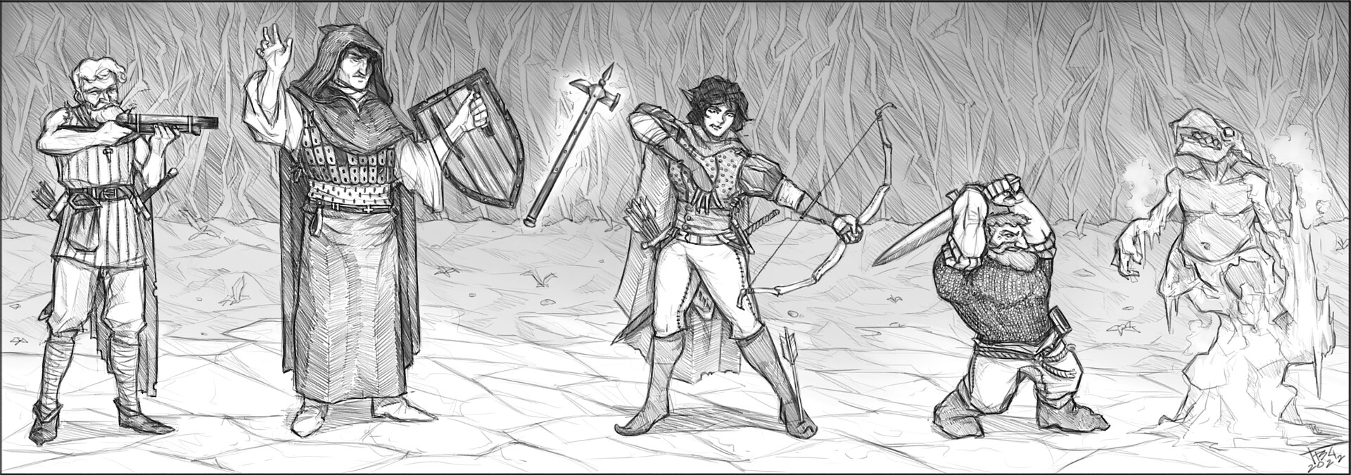 ArtStation - DnD Party Sketch