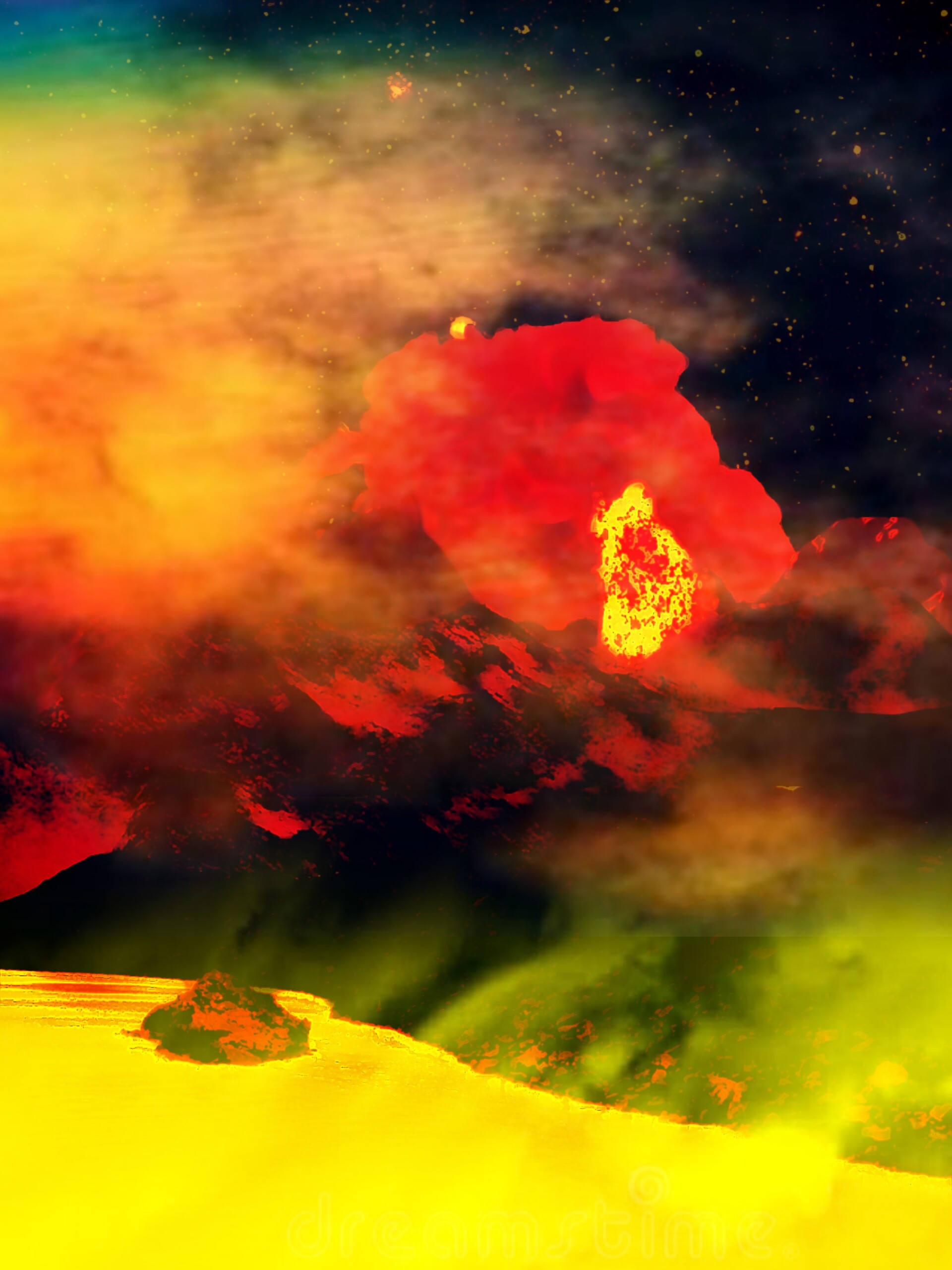 ArtStation - Sulfur Lake and lava fountains