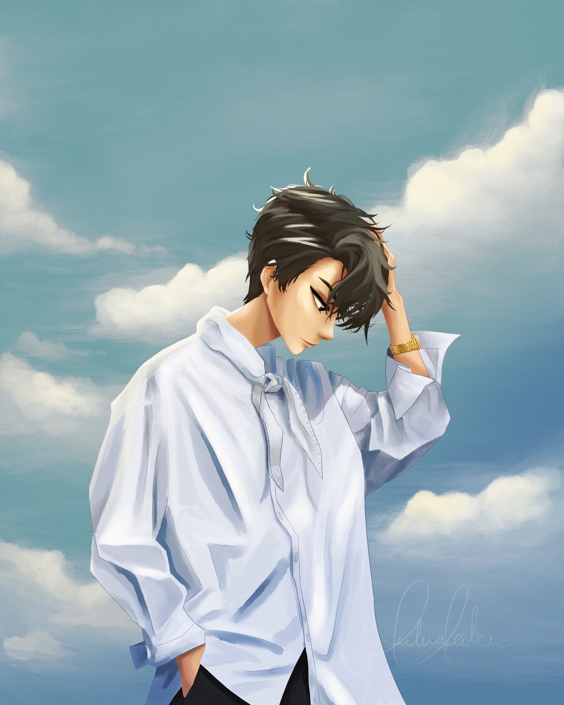 ArtStation - Guy illustration (a sunny spring day)