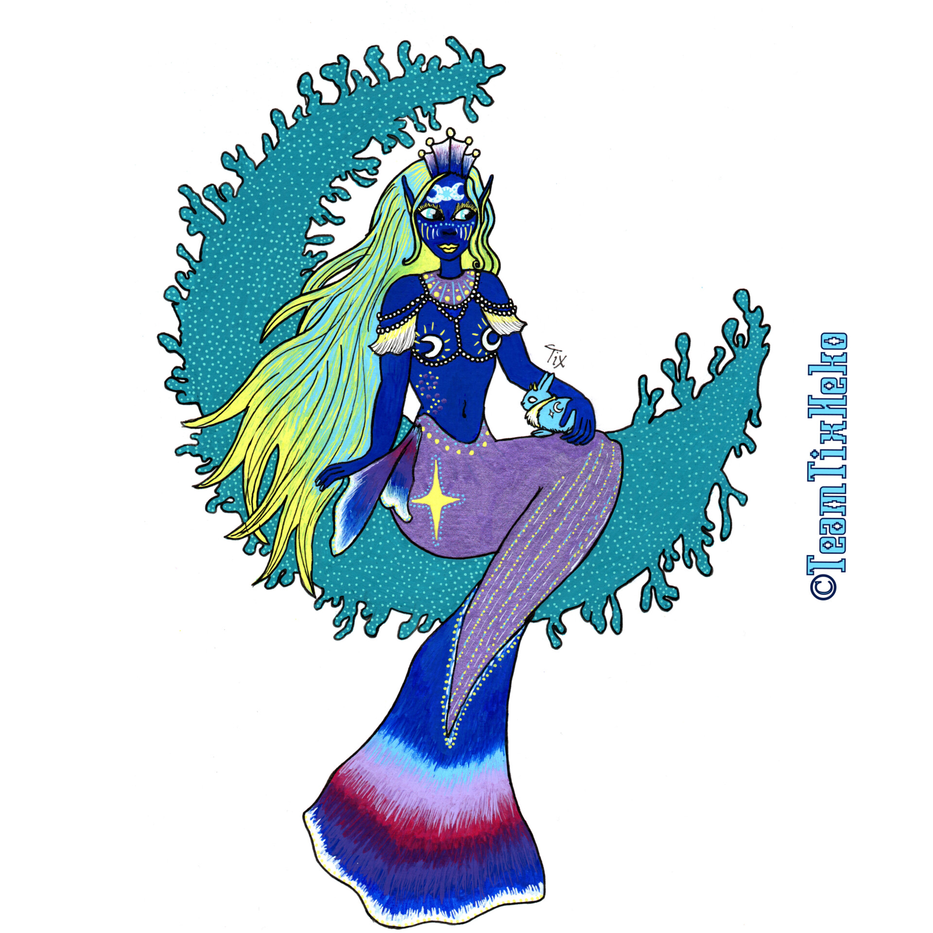 ArtStation - "The Underwater Moon Queen" (2022) by Tix 🌙