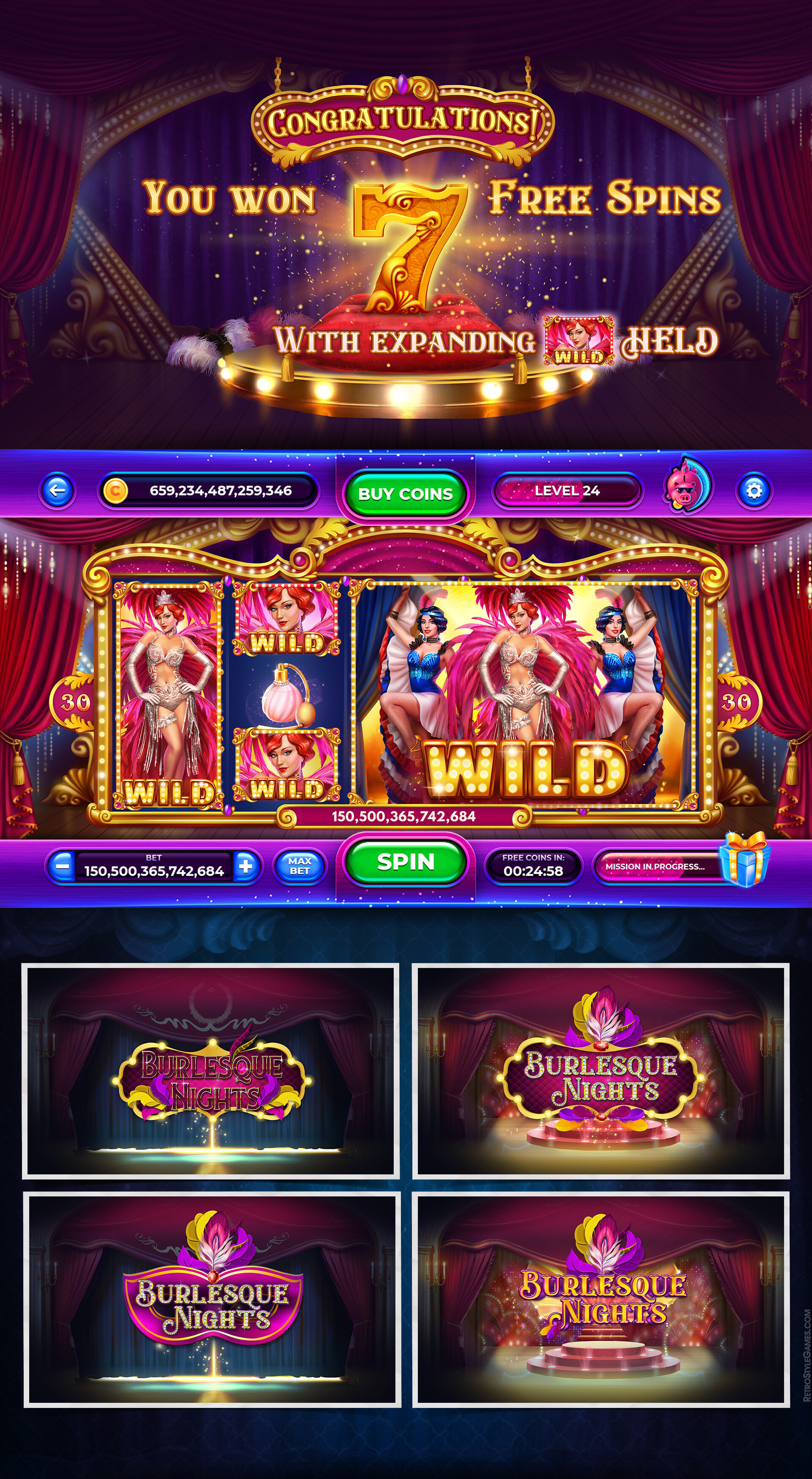 RetroStyle Games - Slot Machine - Backgrounds and Icons for Fun Spin