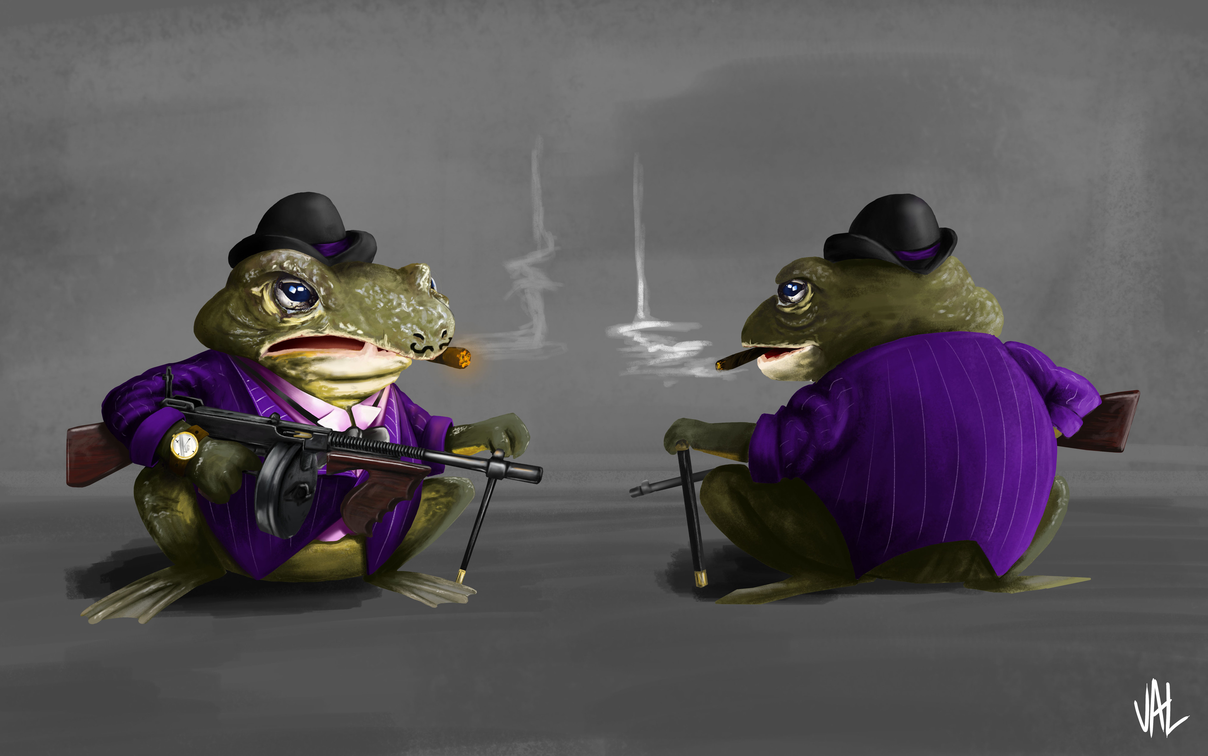 Val - Mafia frog character sheet