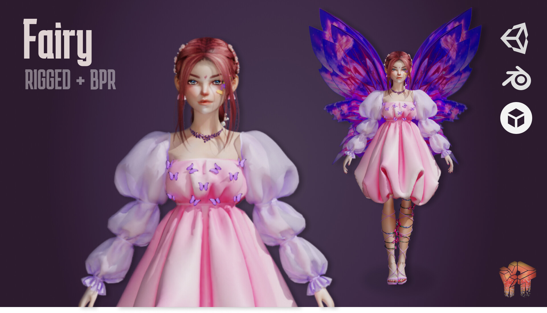 ArtStation - Fairy-girl Game Ready Low-poly 3D model (Rigged + PBR)