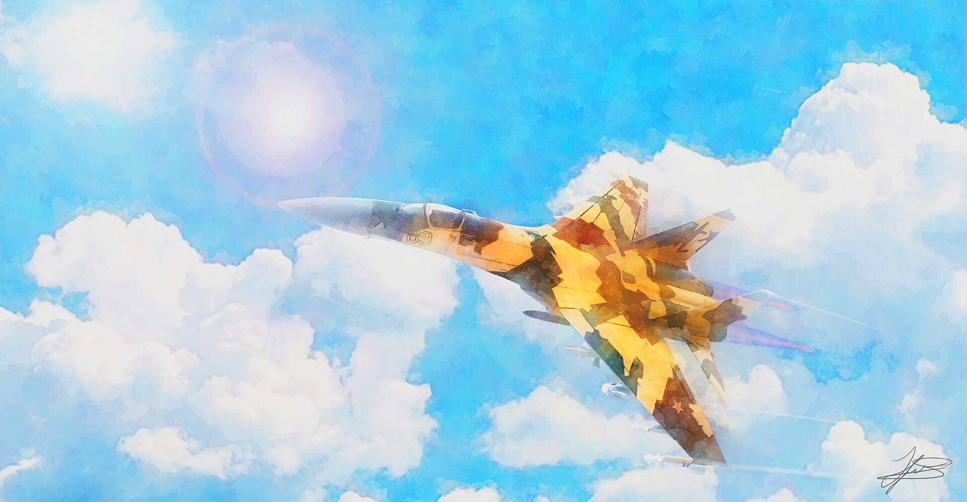 ArtStation - Digital Watercolor - Su-35 Flanker