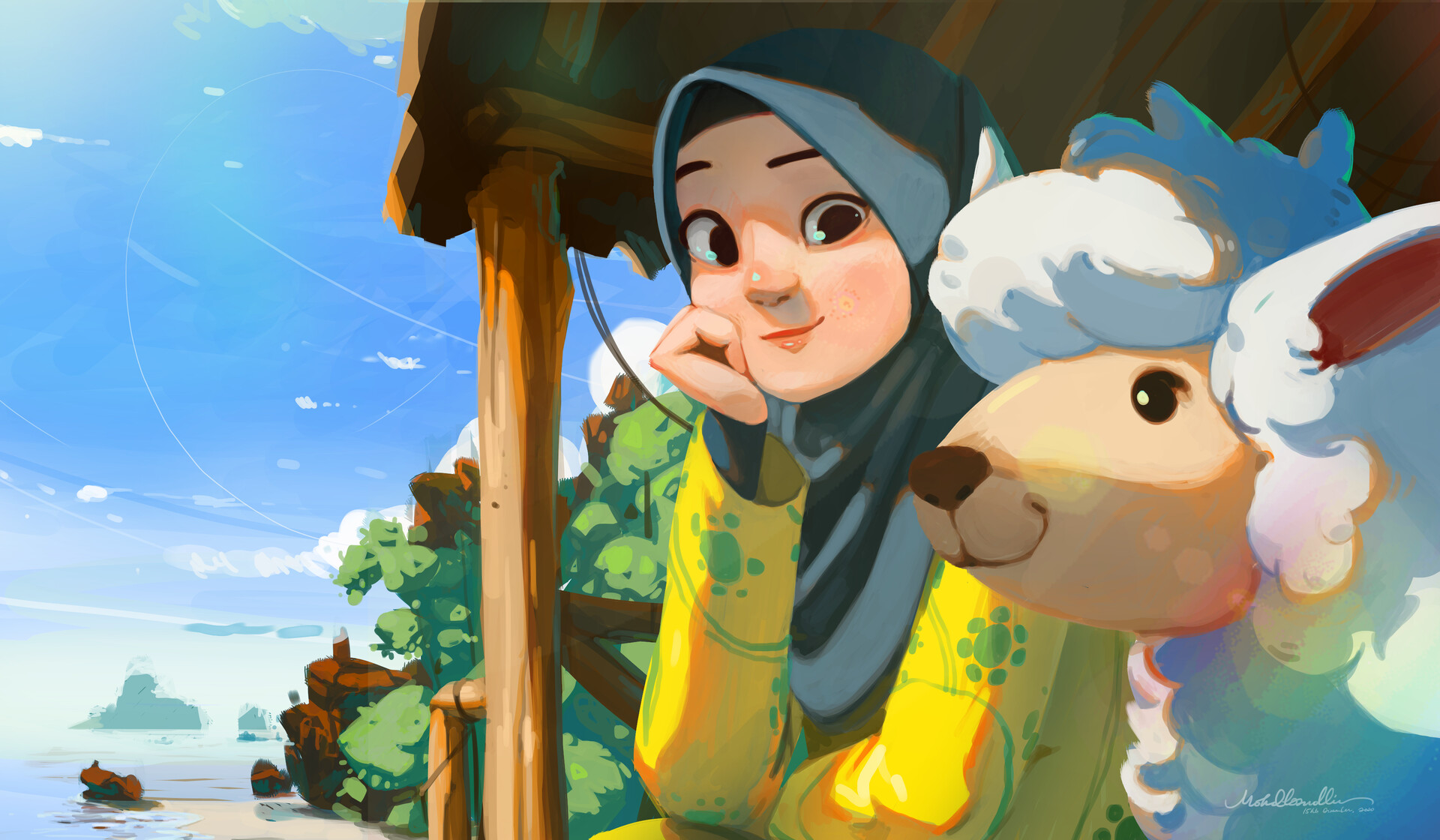 ArtStation - A Girl and Her Alpaca