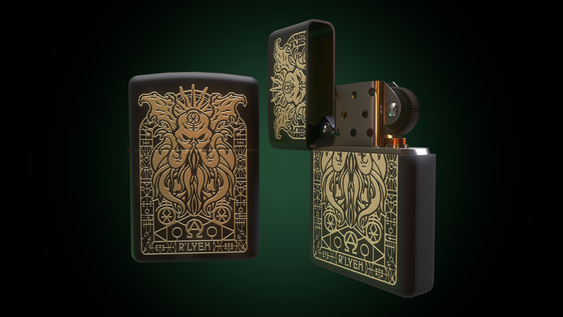 ArtStation - Zippo Cthulu Lighter (Game Ready Asset)