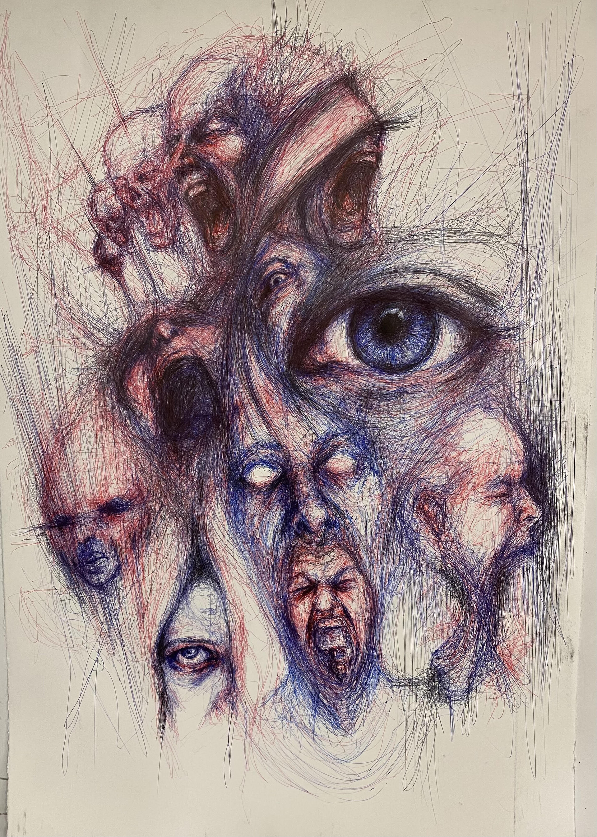 insane face drawing