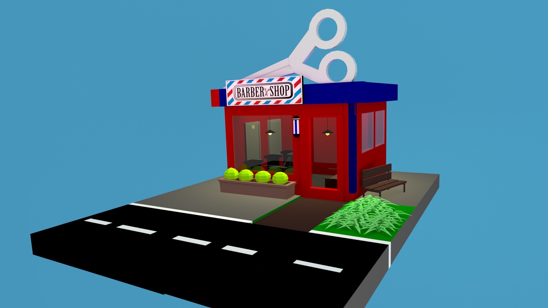 ArtStation - LOW POLY BARBER SHOP