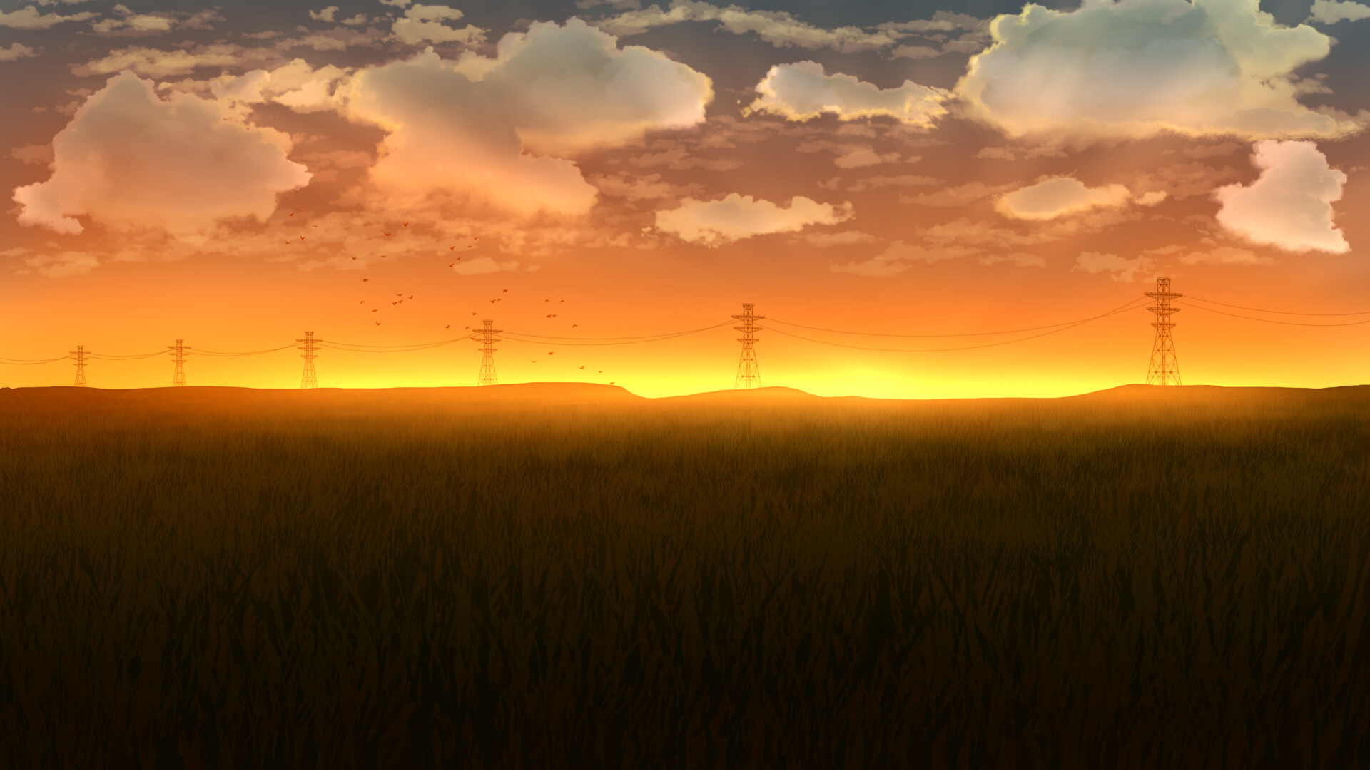 ArtStation - Anime style sunset