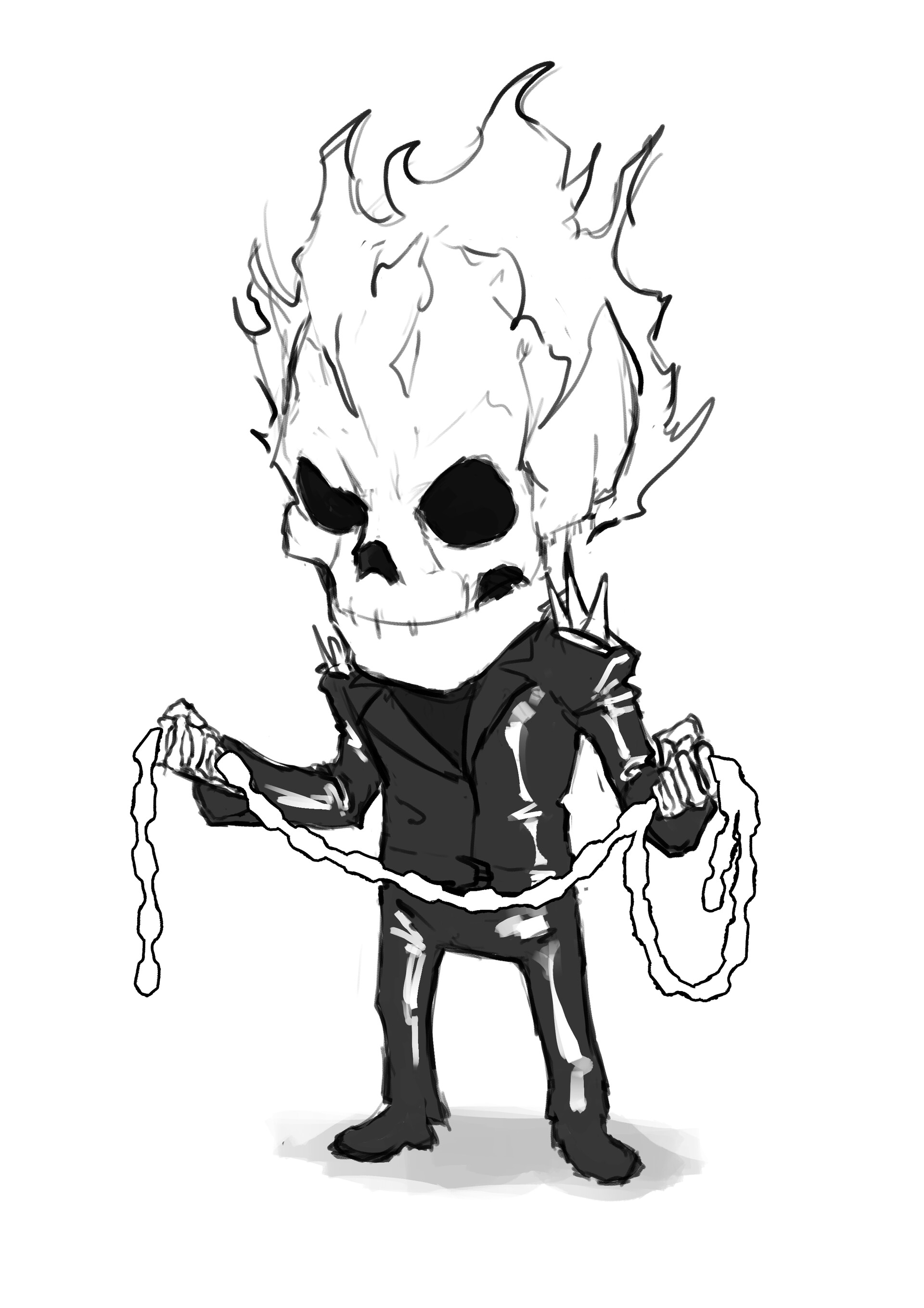 how to draw chibi ghost rider